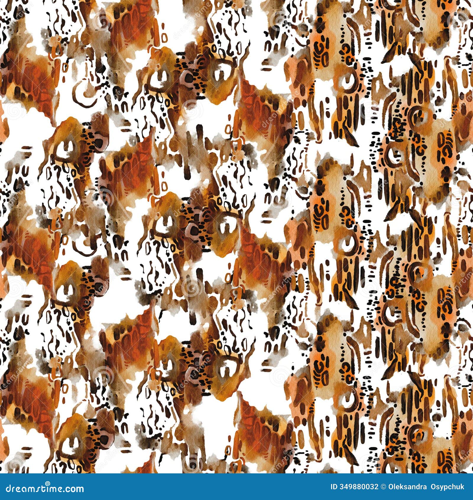 Leopard Watercolor Pattern Design, Animal Print Seamless Texture Stock ...