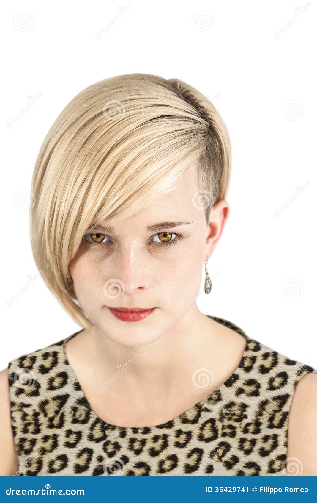 Leopard Woman Piercing Look Stock Image - Image of aggressive, look ...