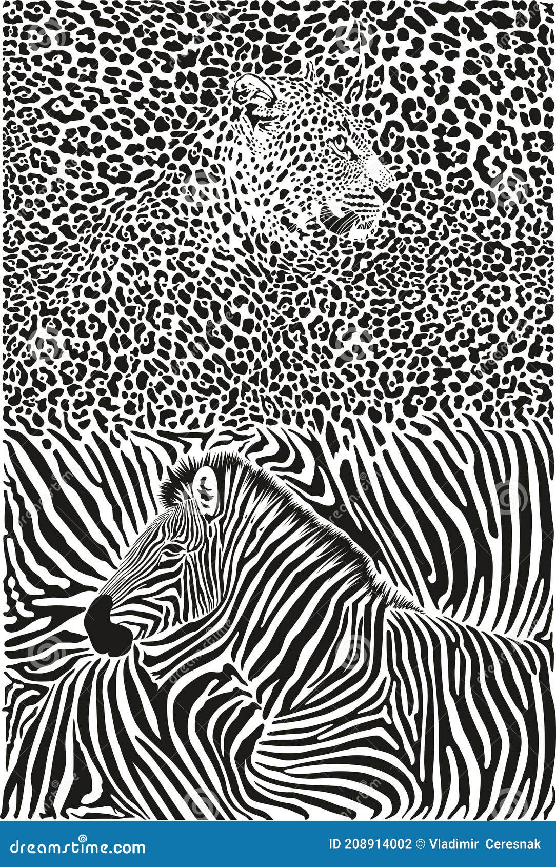 Leopard and Zebra with Background Stock Vector - Illustration of ...