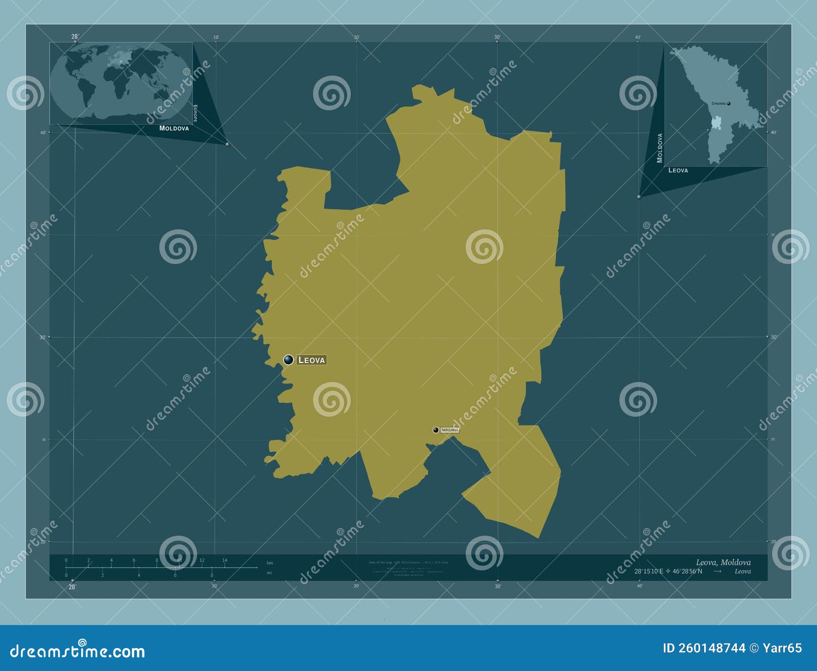 Leova, Moldova. Solid. Labelled Points of Cities Stock Illustration ...