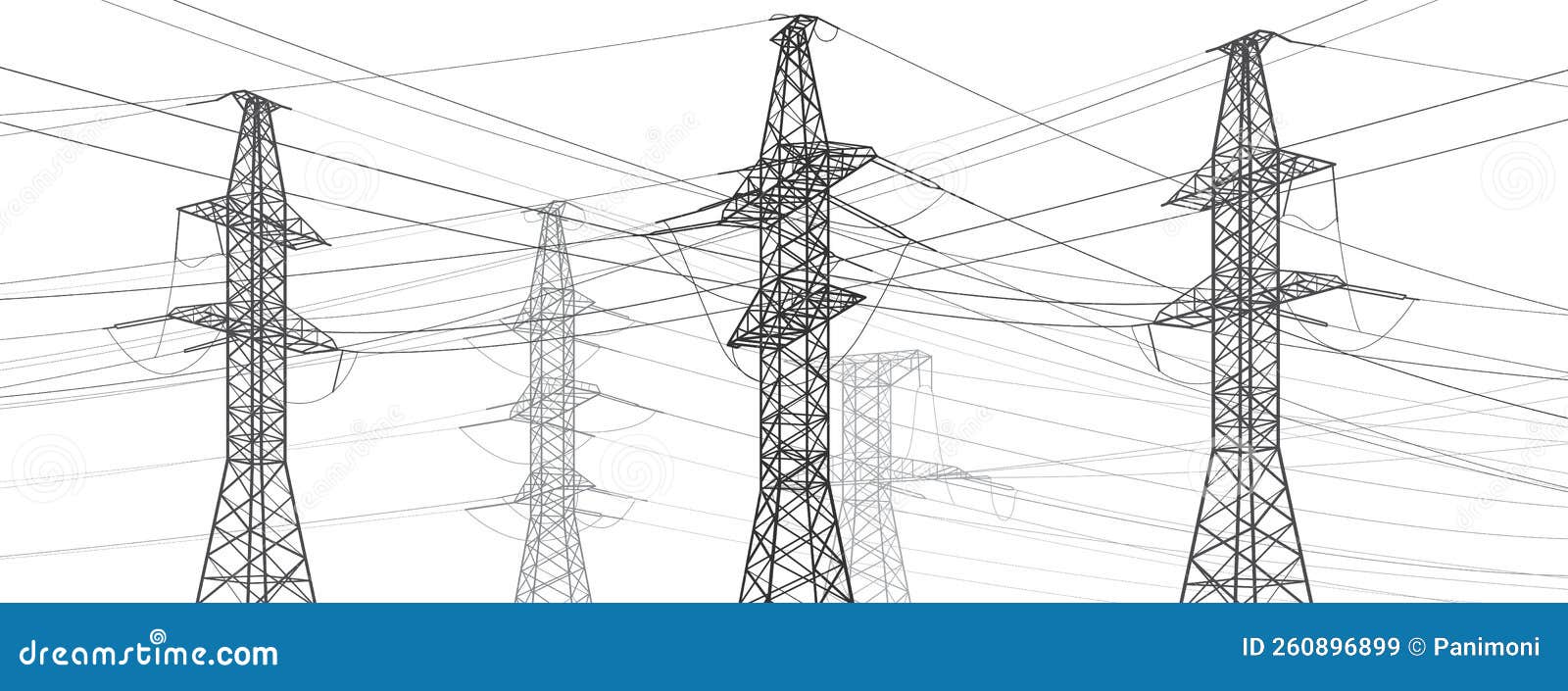 High Voltage Transmission Systems. Electric Pole. Power Lines. A ...