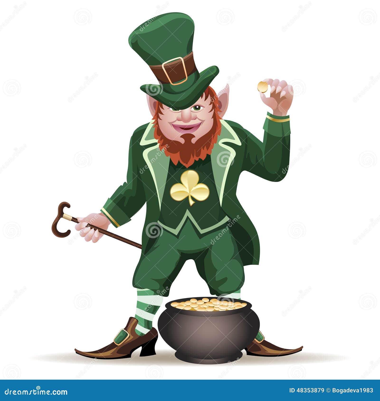Leprechaun Allegro Con Un Calderone Illustrazione Vettoriale ...