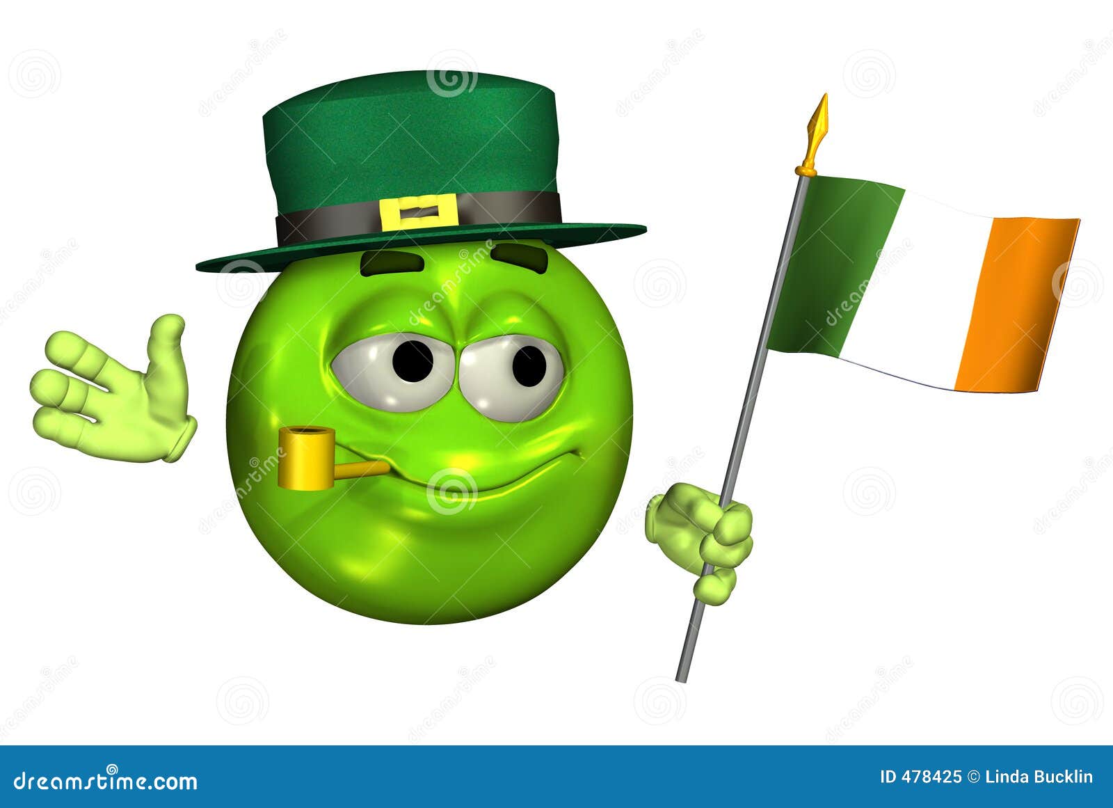 Leprechaun Emoticon with Irish Flag - with Clipping Path Stock ...