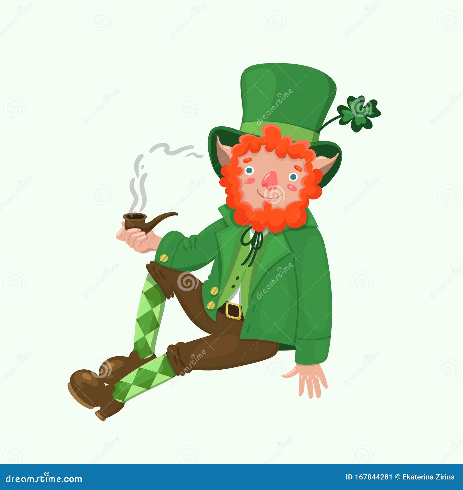 Leprechaun with a Pipe Isolated on a White Background. Vector Graphics ...