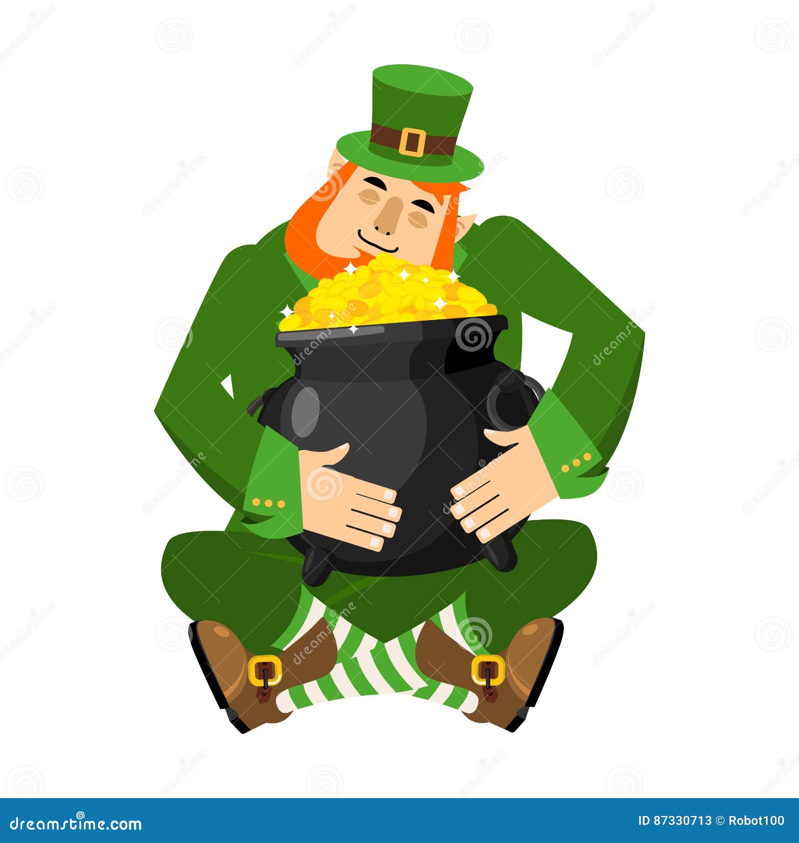 Leprechaun and Pot of Gold. My Precious. St.Patrick `s Day. Stock ...