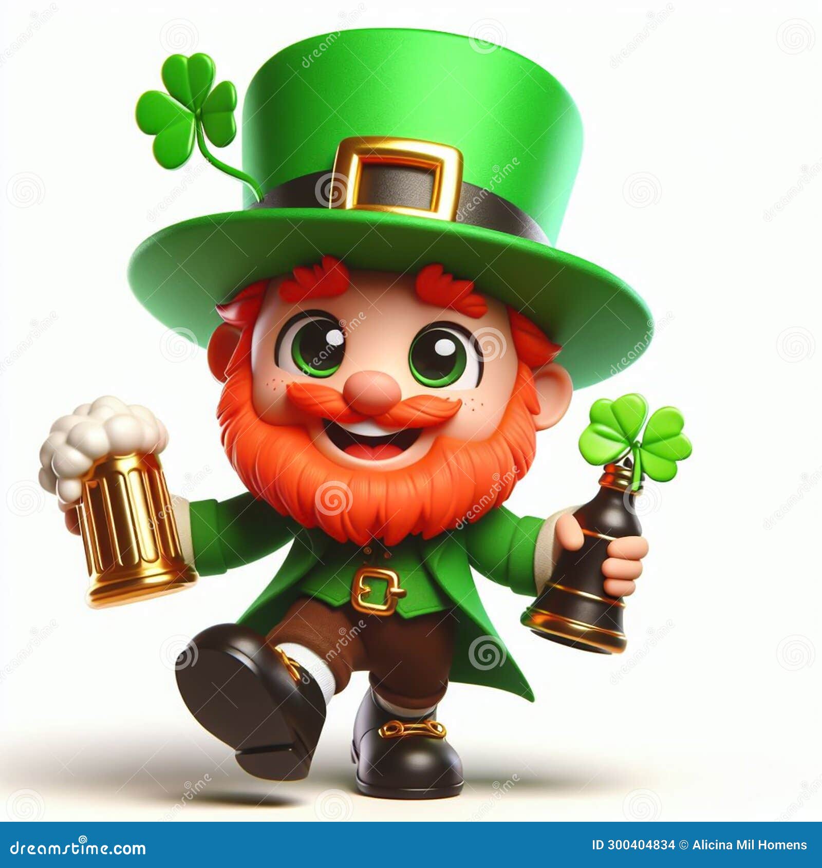 Leprechaun Saint Patrick Day Funny Cartoon. AI Generated Stock ...