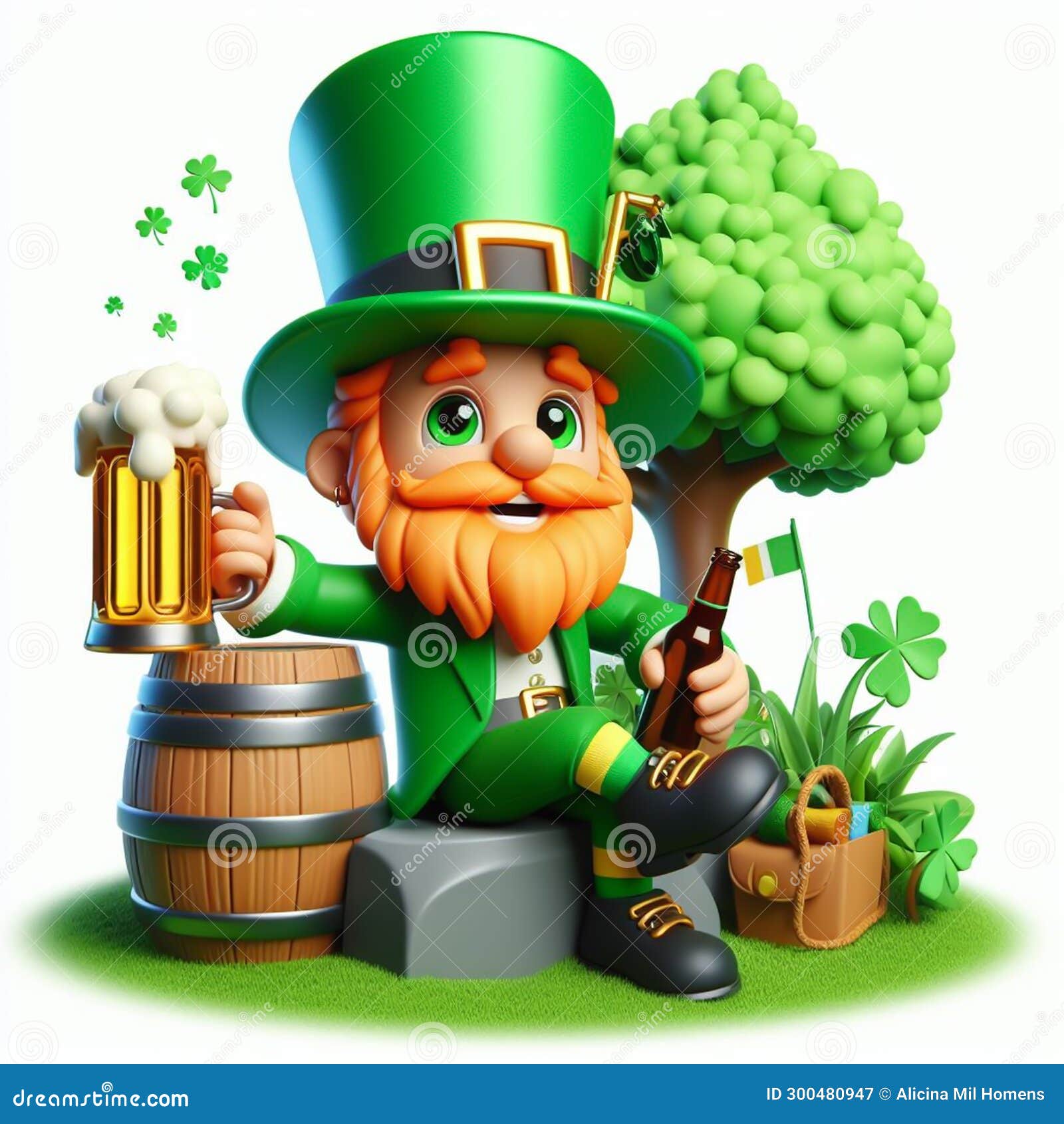 Leprechaun Saint Patrick Day Funny Cartoon. AI Generated Stock ...