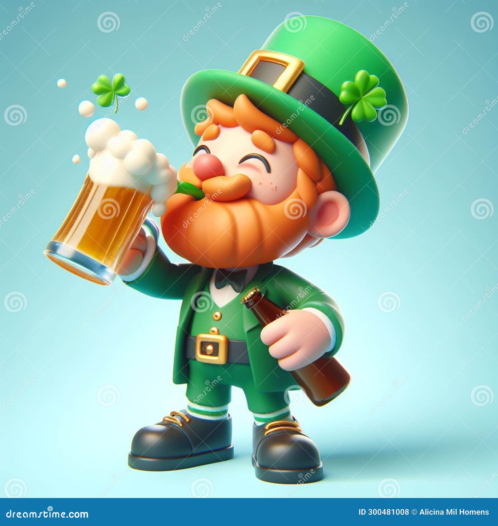 Leprechaun Saint Patrick Day Funny Cartoon. AI Generated Stock ...