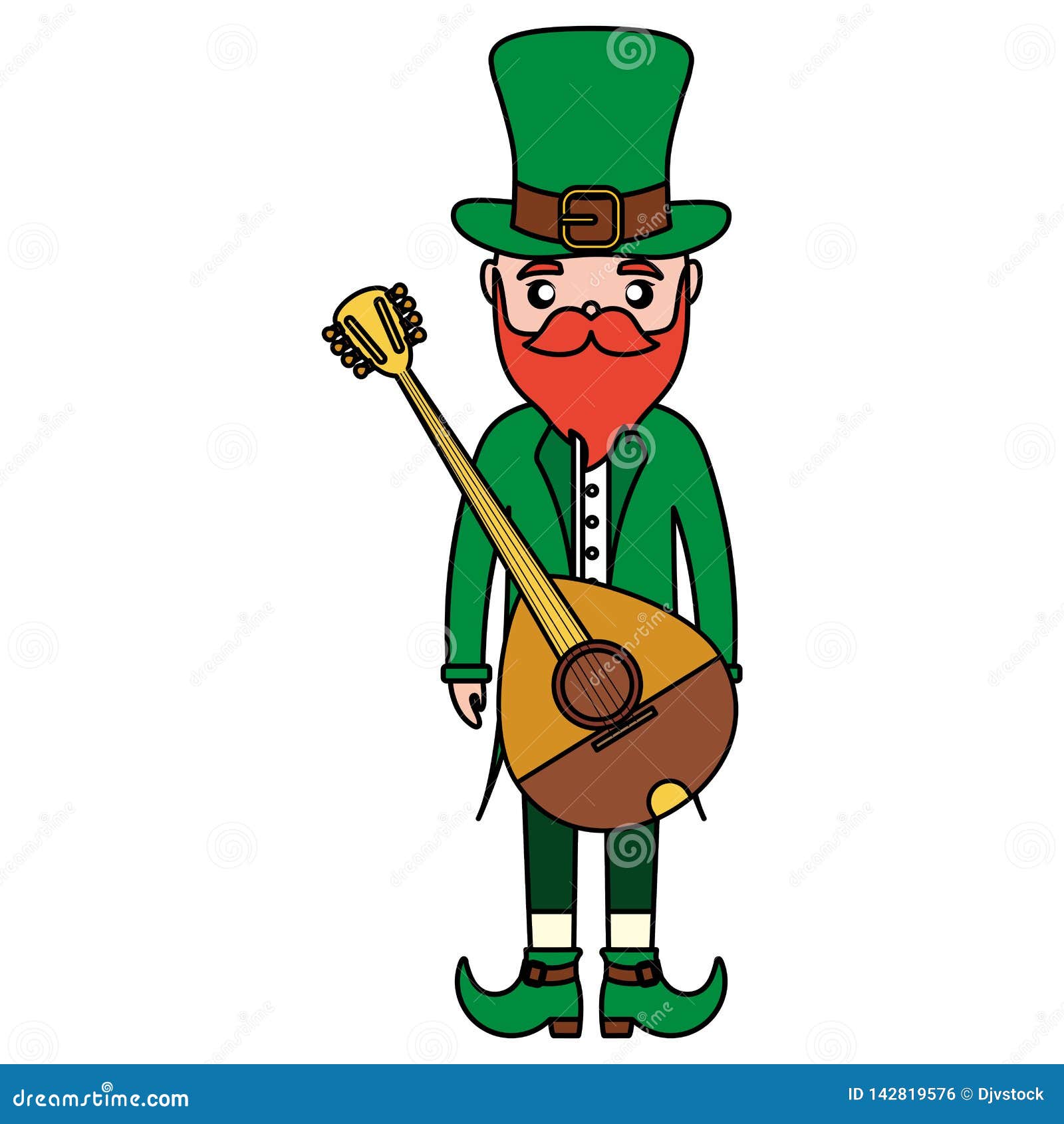 Leprechaun Saint Patrick with Mandolin Stock Vector - Illustration of ...