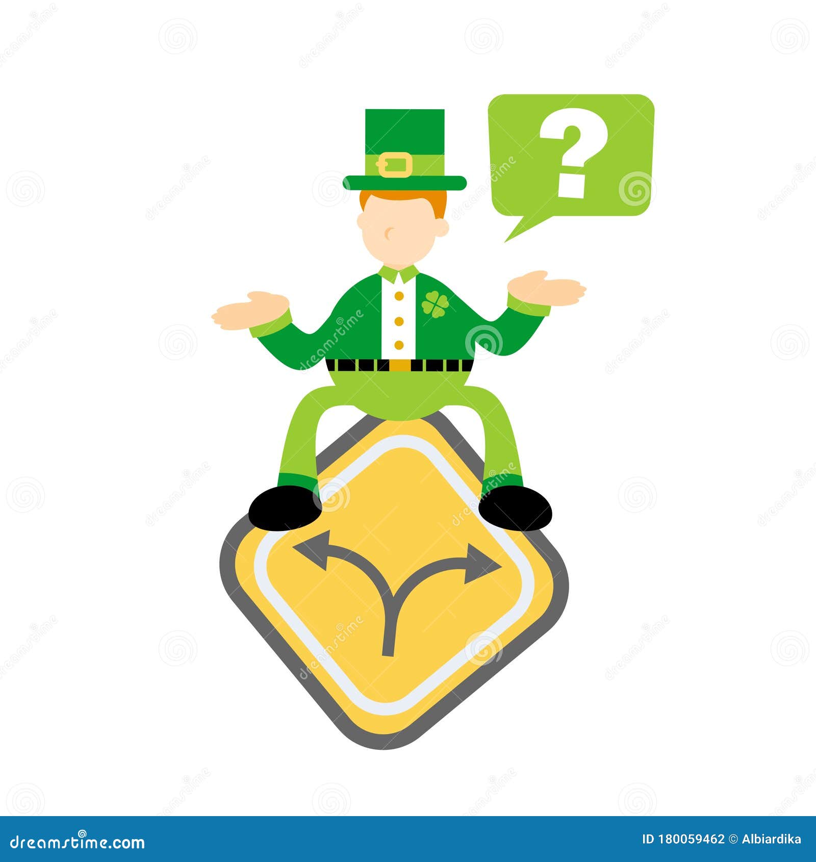 Leprechaun Shamrock Celtic and Two Direction Path Road Sign Cartoon ...