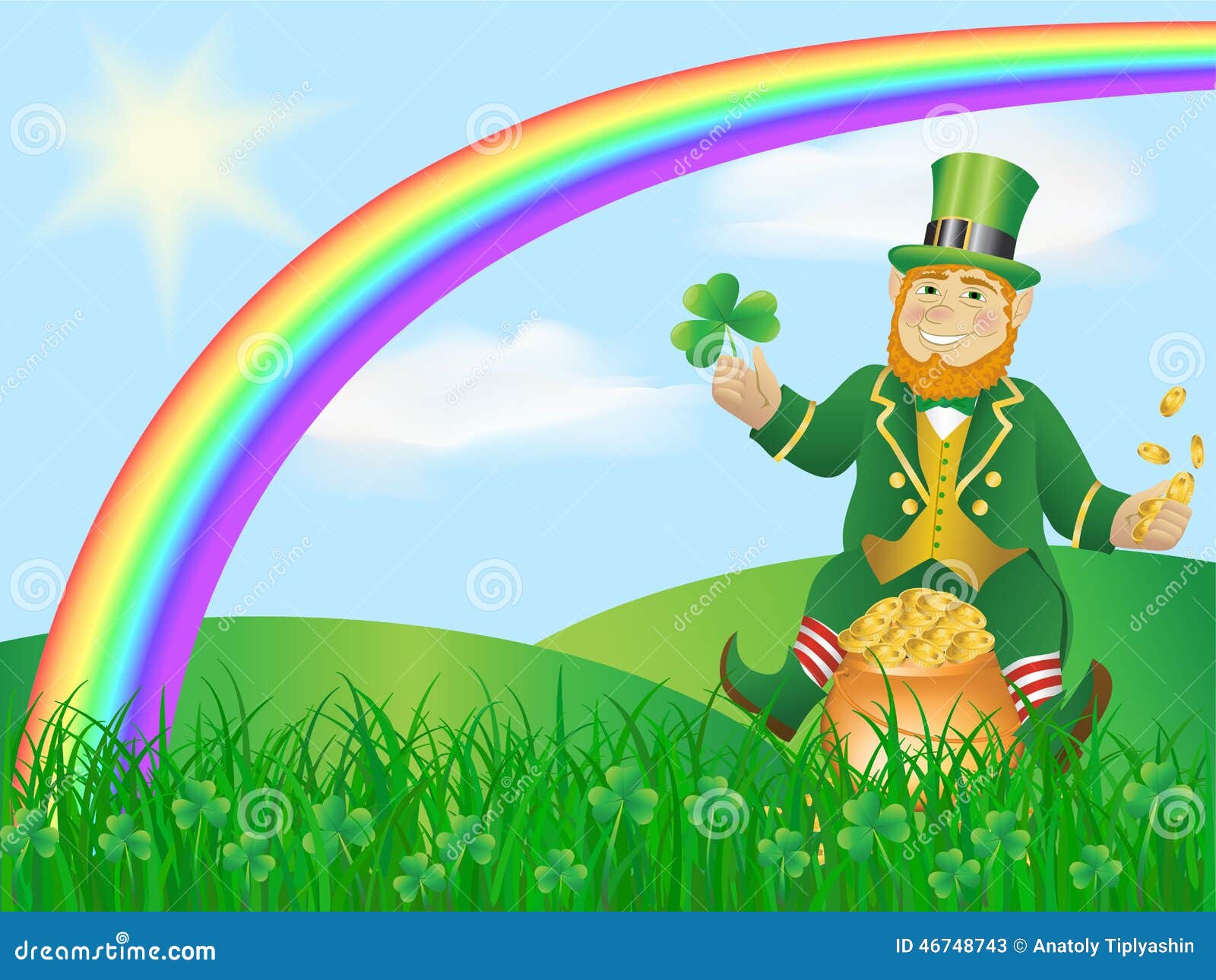 Leprikon on the Pot of Gold Stock Vector - Illustration of culture ...