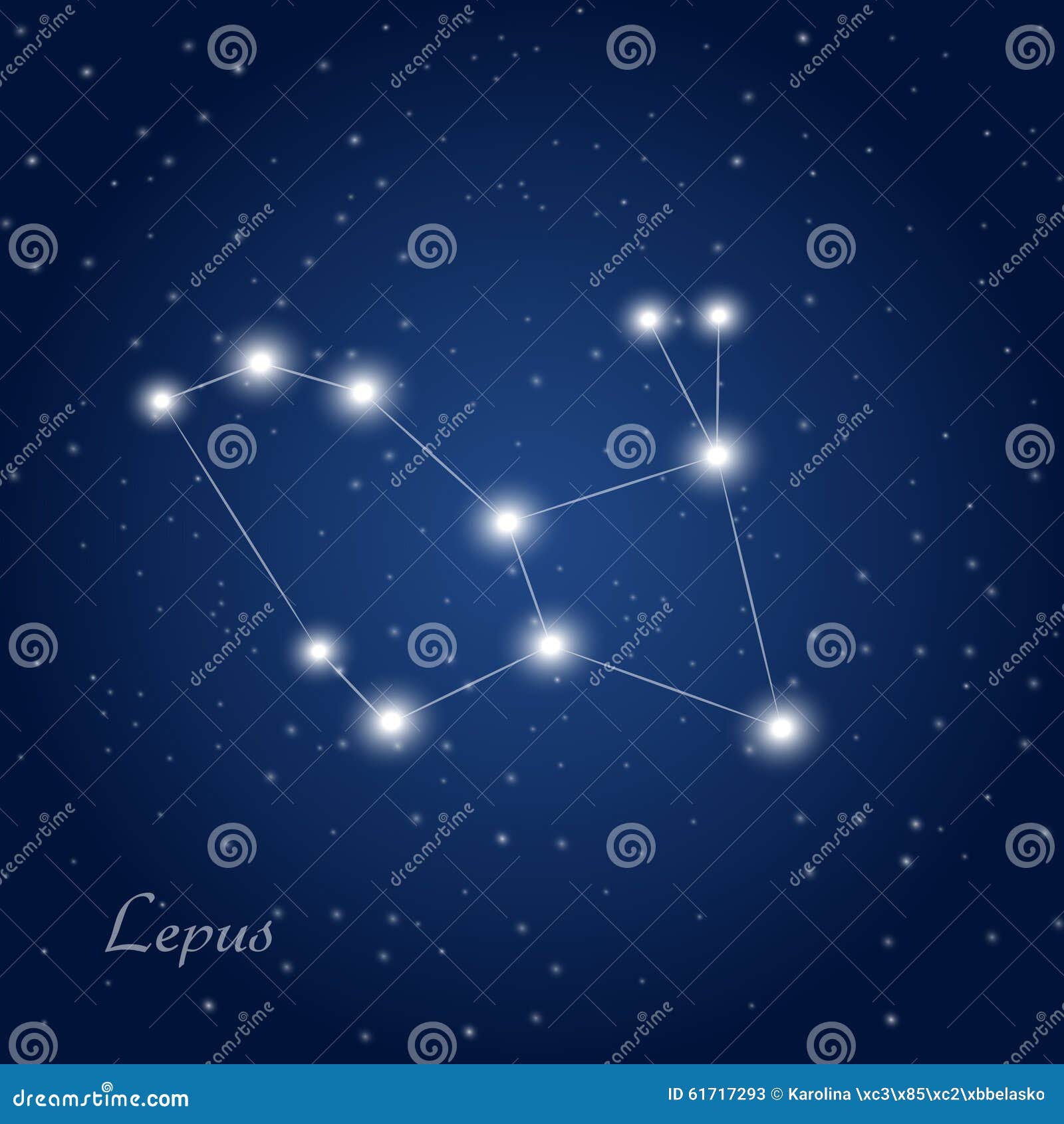 Constellation Lepus, Hare, Night Star Sky Cartoon Vector ...