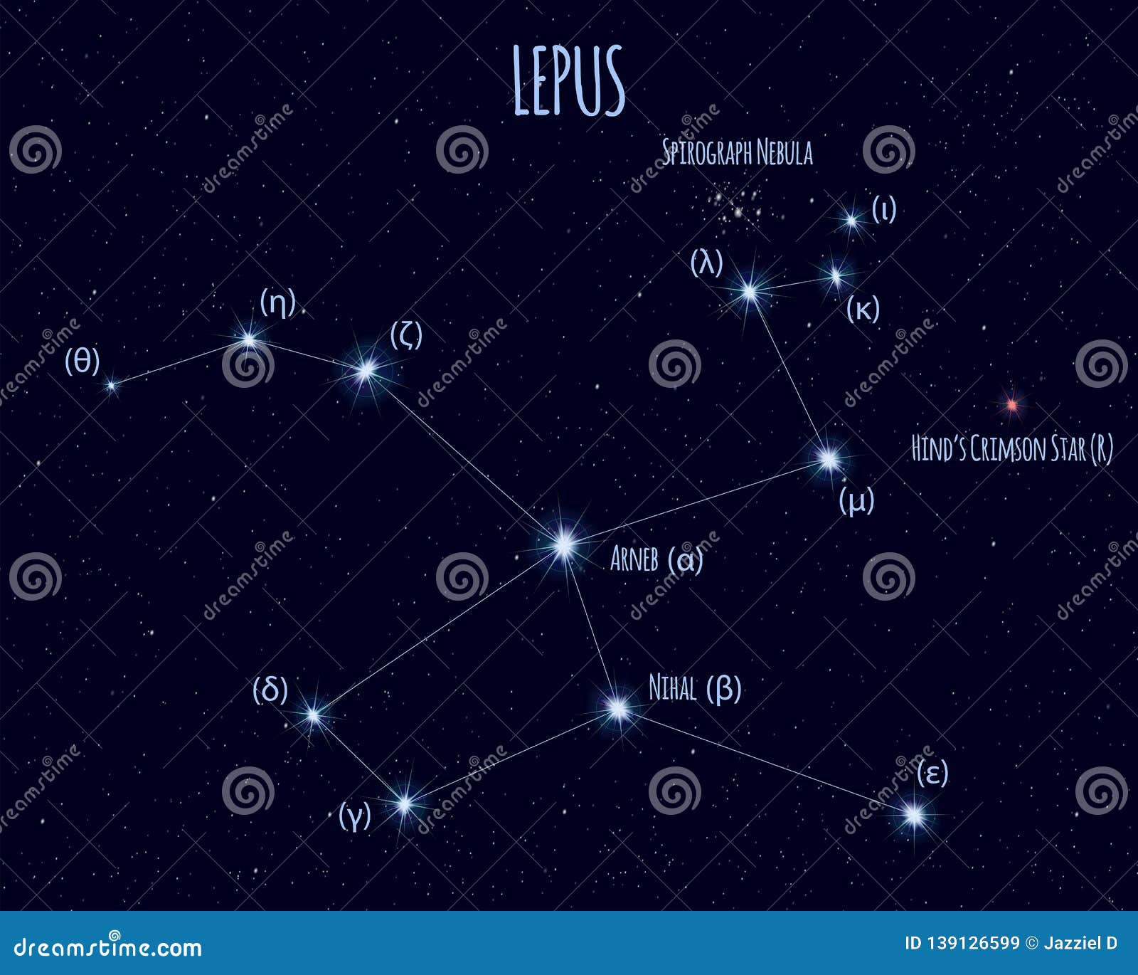 Lepus Constellation With Beautiful Bright Stars On The Background Of ...