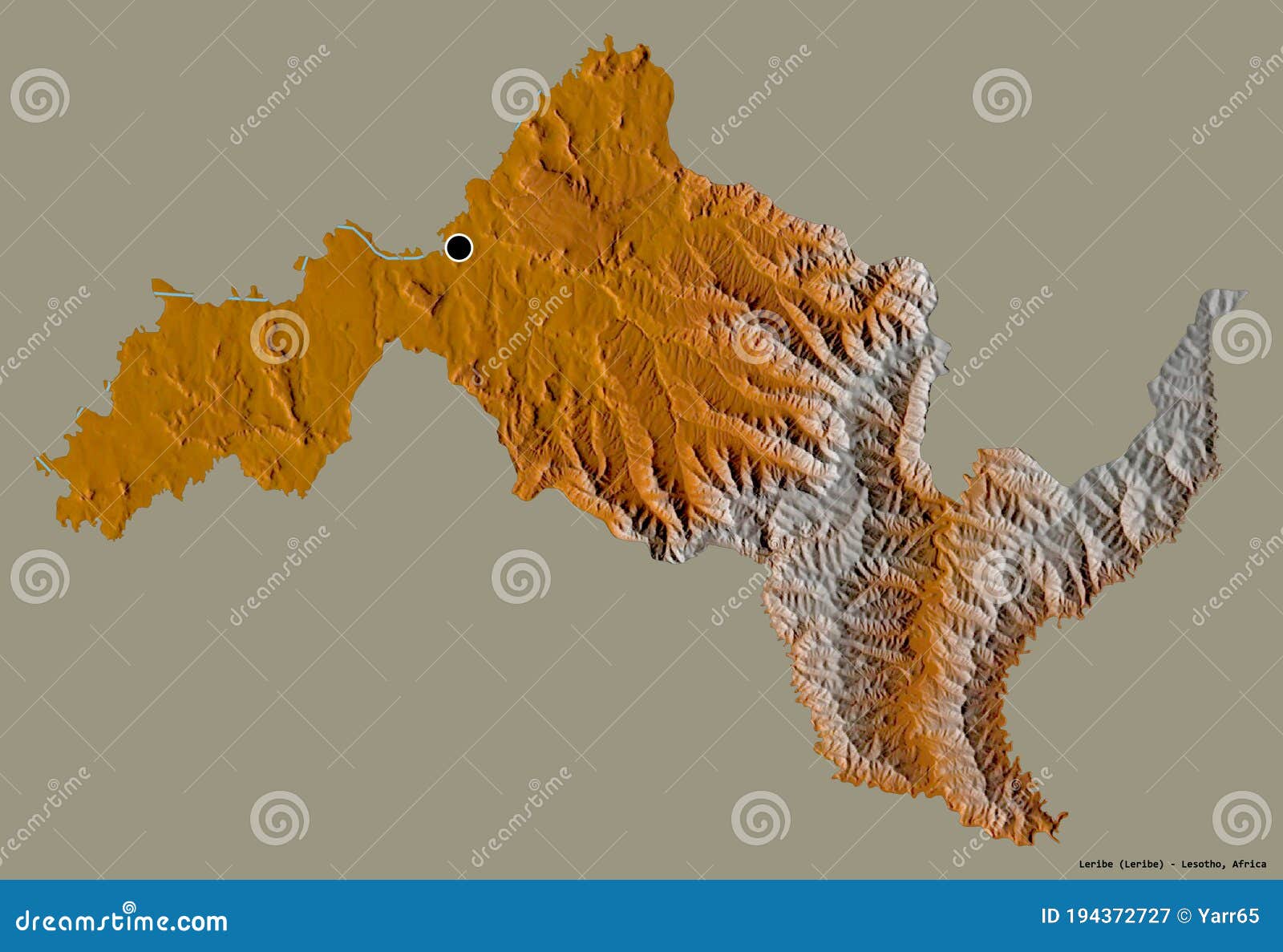Leribe, District of Lesotho, on Solid. Relief Stock Illustration ...