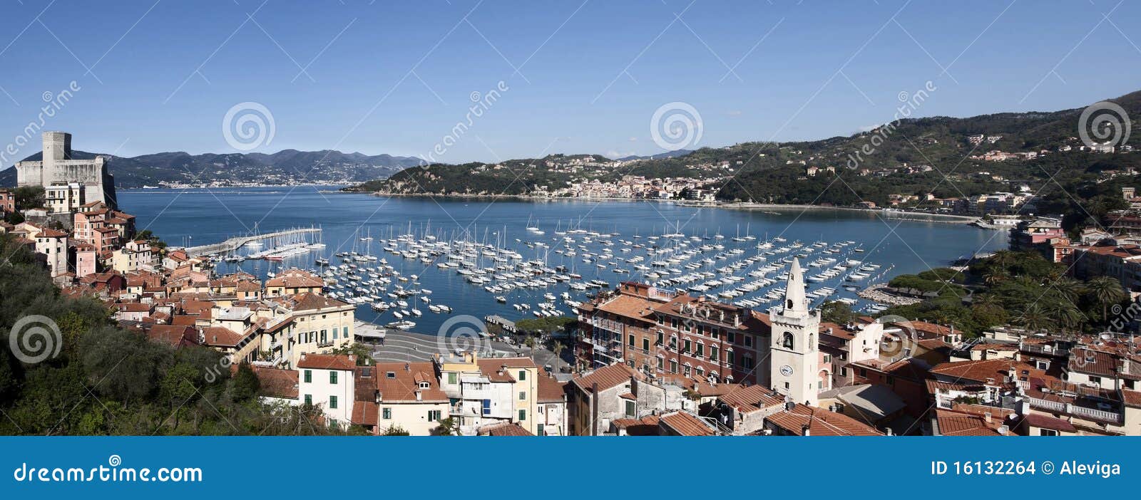 Lerici - Liguria panorama stock photo. Image of aerial - 16132264