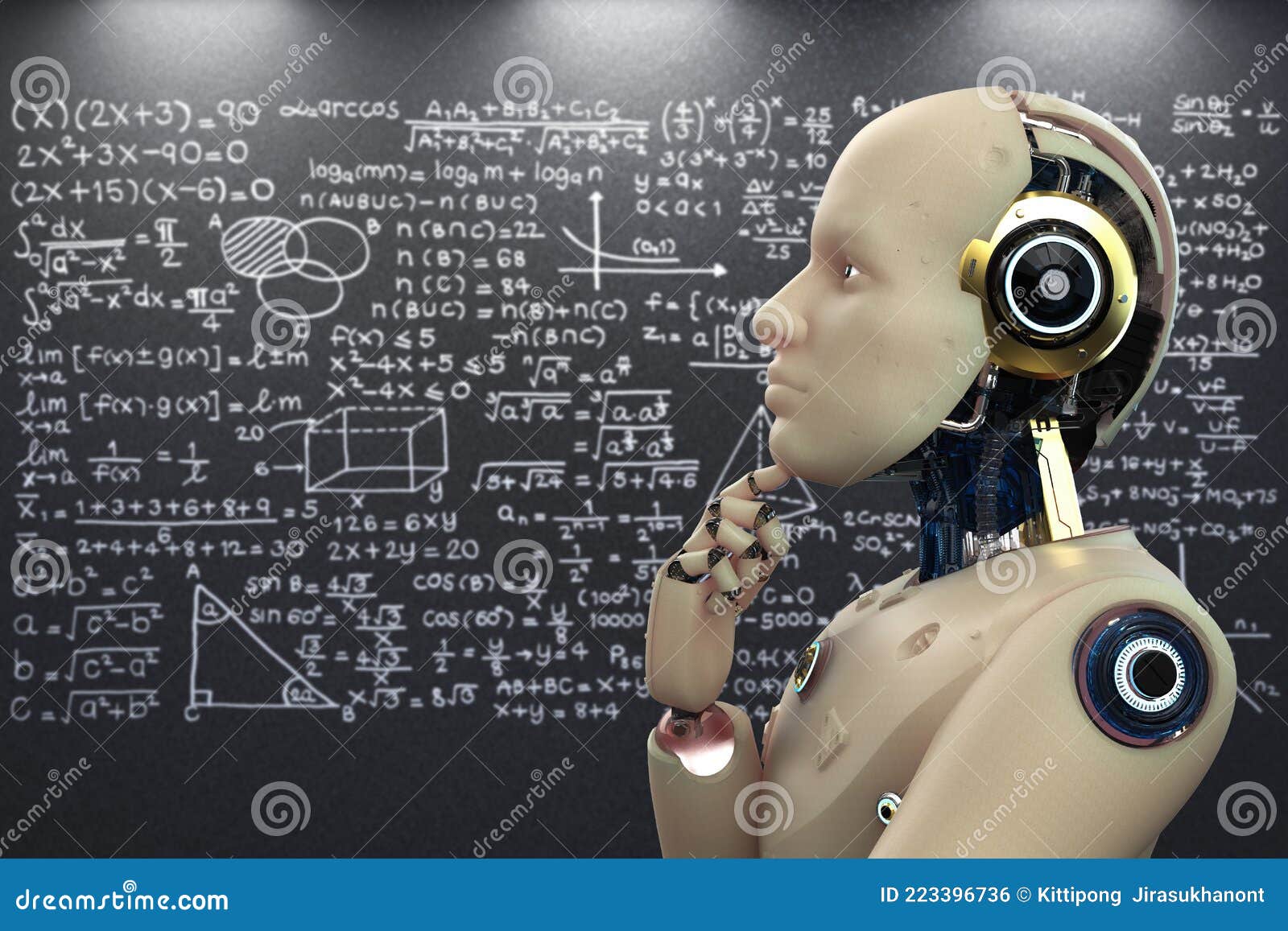 Lernroboter mit Tafel stock abbildung. Illustration von informationen ...