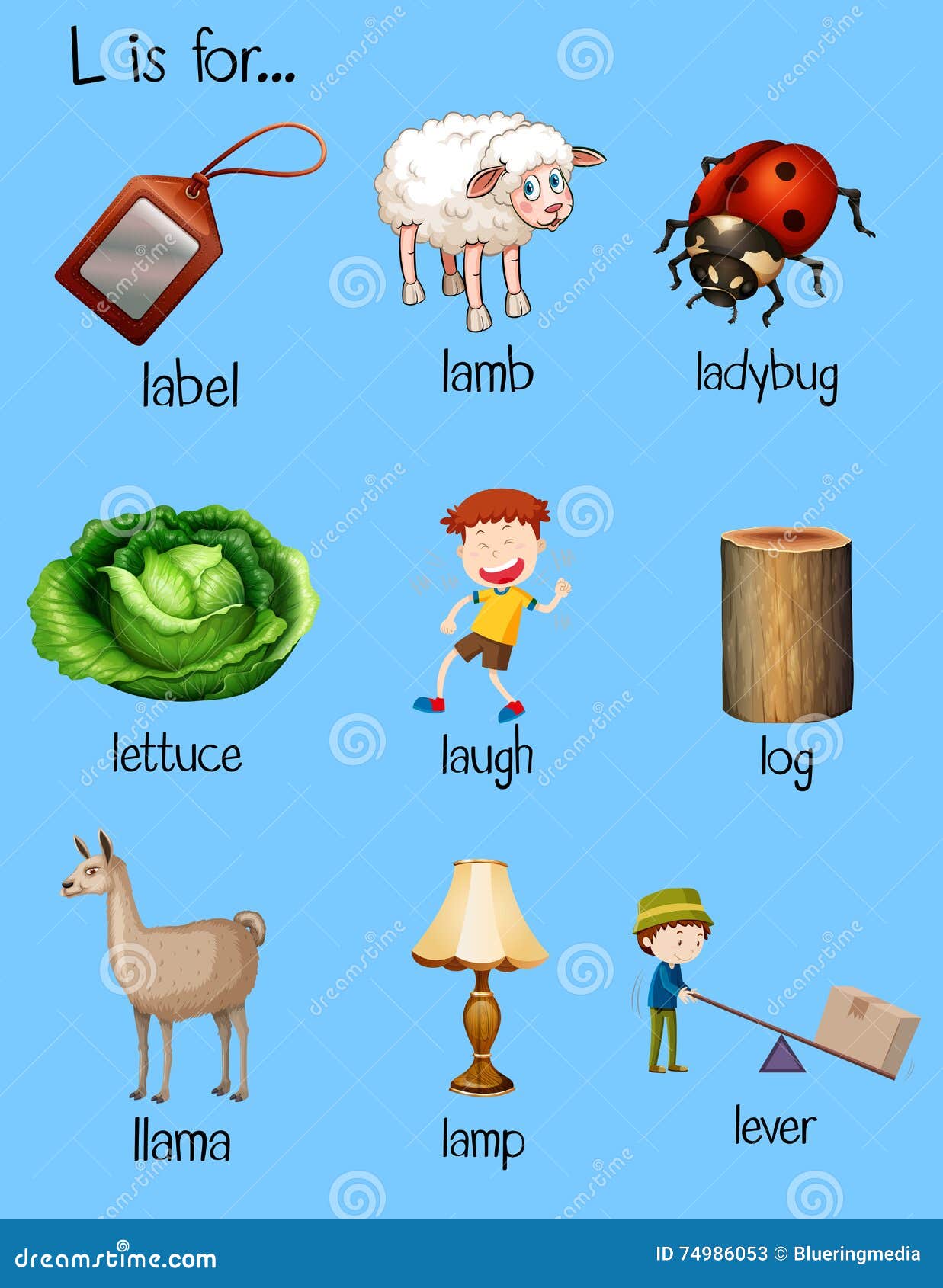Les Différents Mots Commencent Par La Lettre L Illustration de Vecteur ...