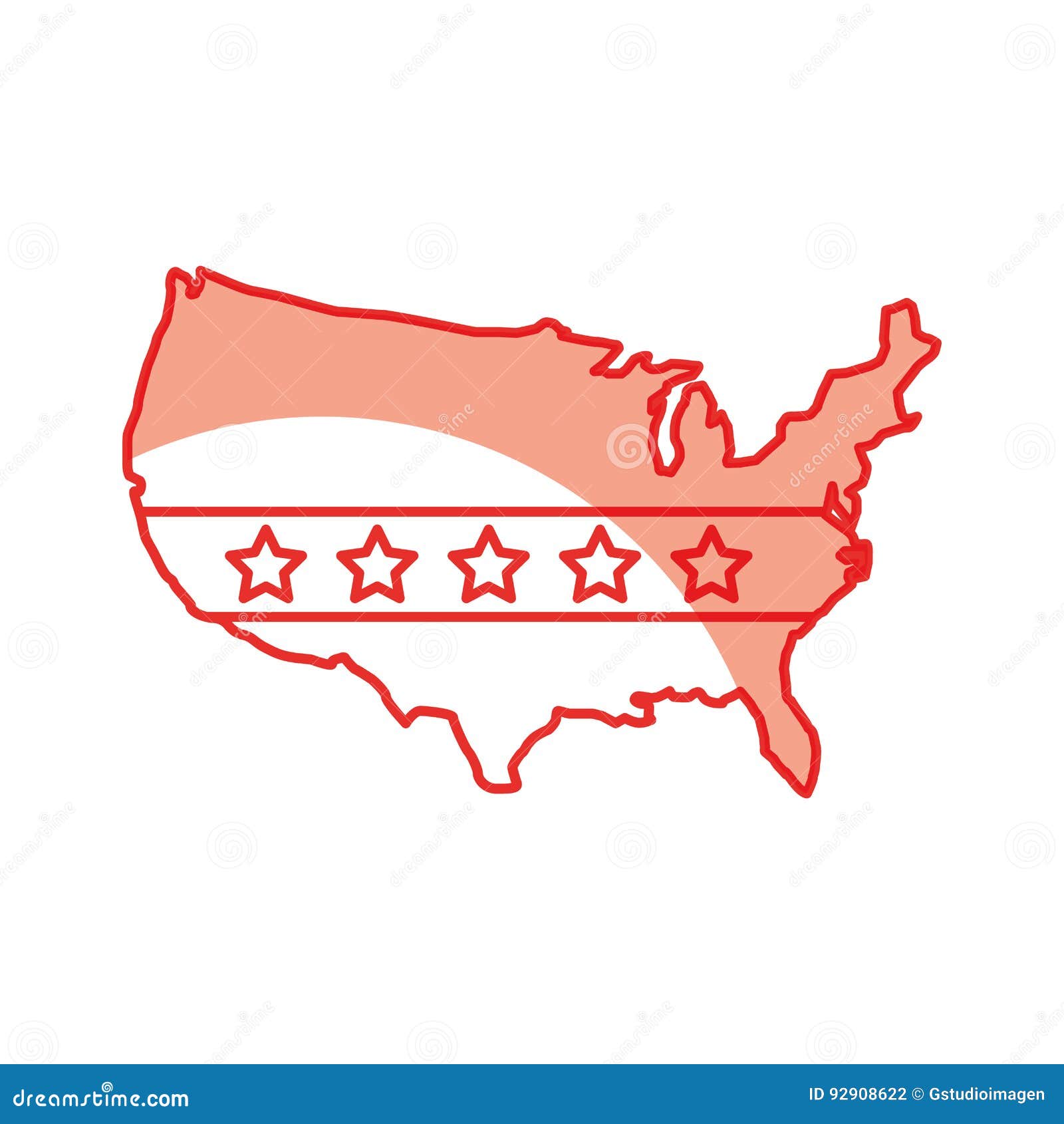 Les Etats-Unis Du Maerica Tracent Avec Le Drapeau Illustration de ...