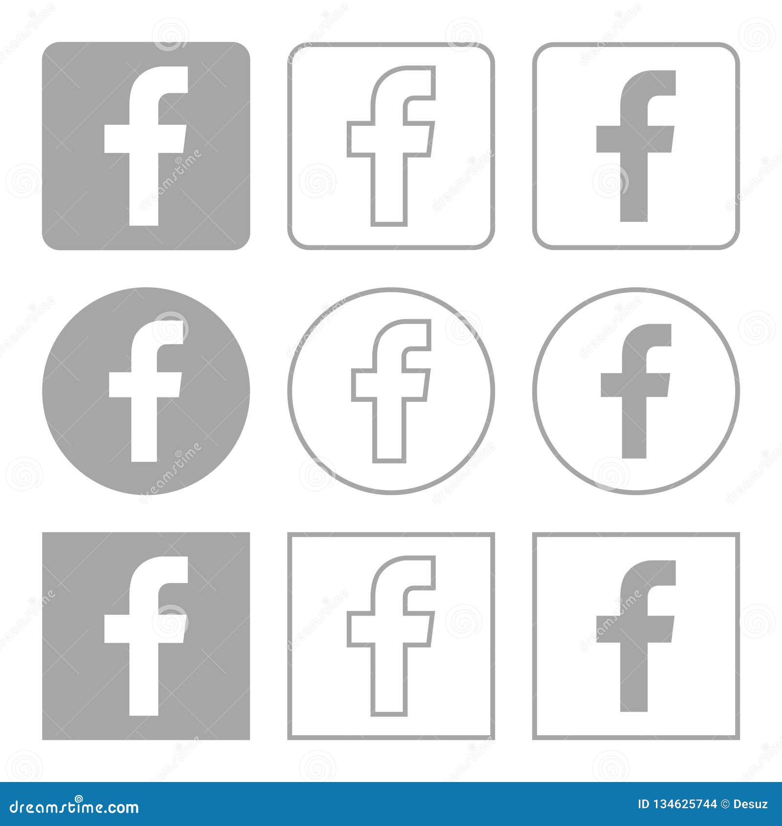 Les Icônes De Facebook Ont Placé Gris Image stock éditorial ...