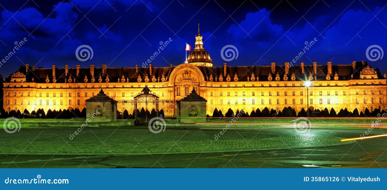 Les Invalides at night stock photo. Image of invalids - 35865126