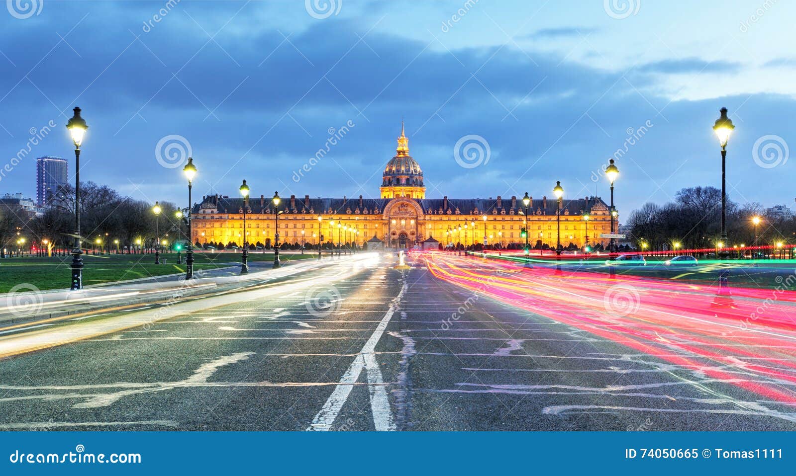 Les Invalides at Night - Paris, France Stock Image - Image of cityscape ...