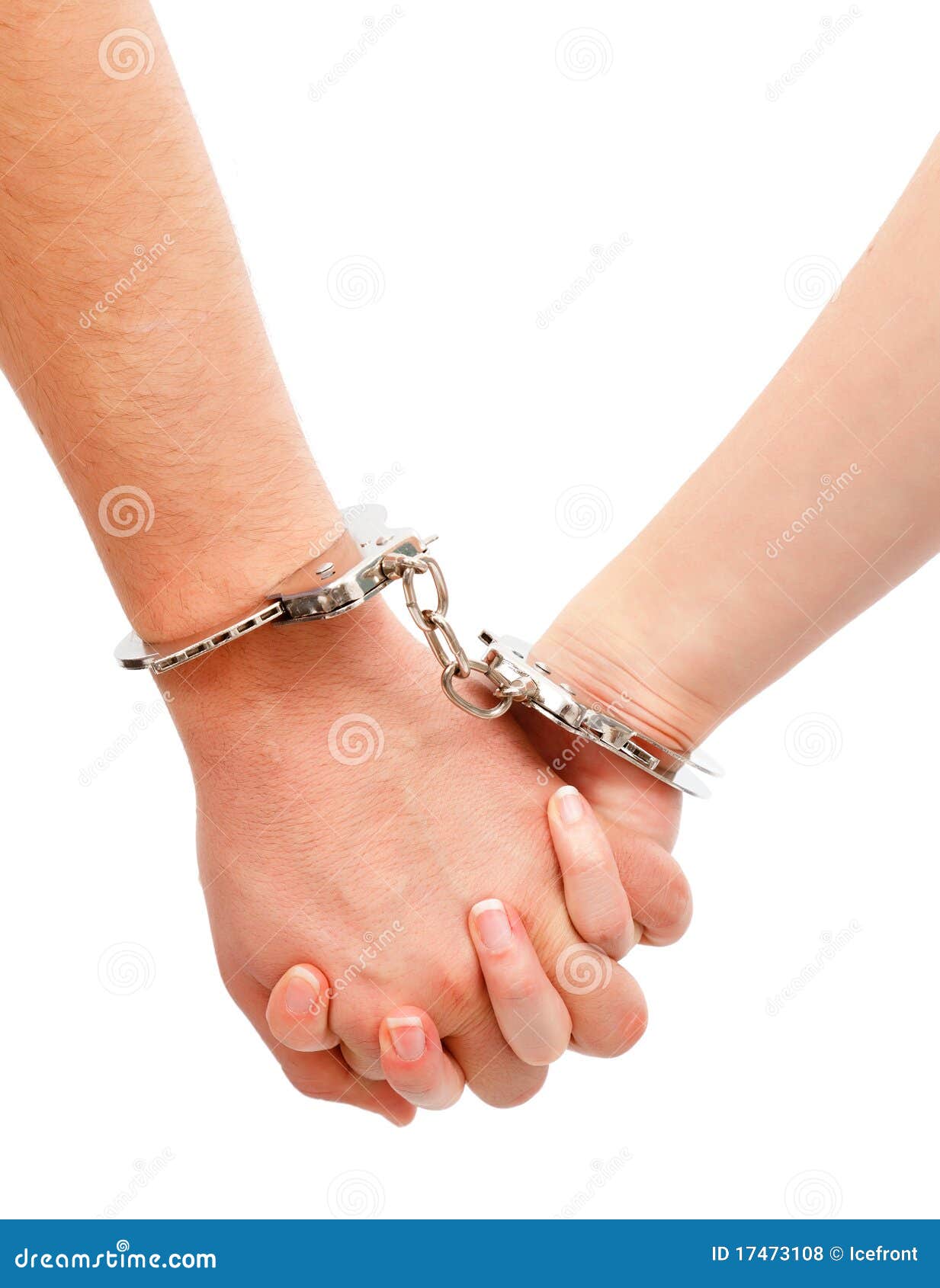 Les Mains Du Couple Ont Joint Avec Des Menottes Photo Stock Image Du