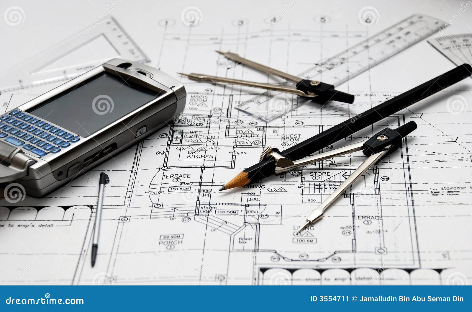 Les outils de l'architecte image stock. Image du ingénieur - 3554711