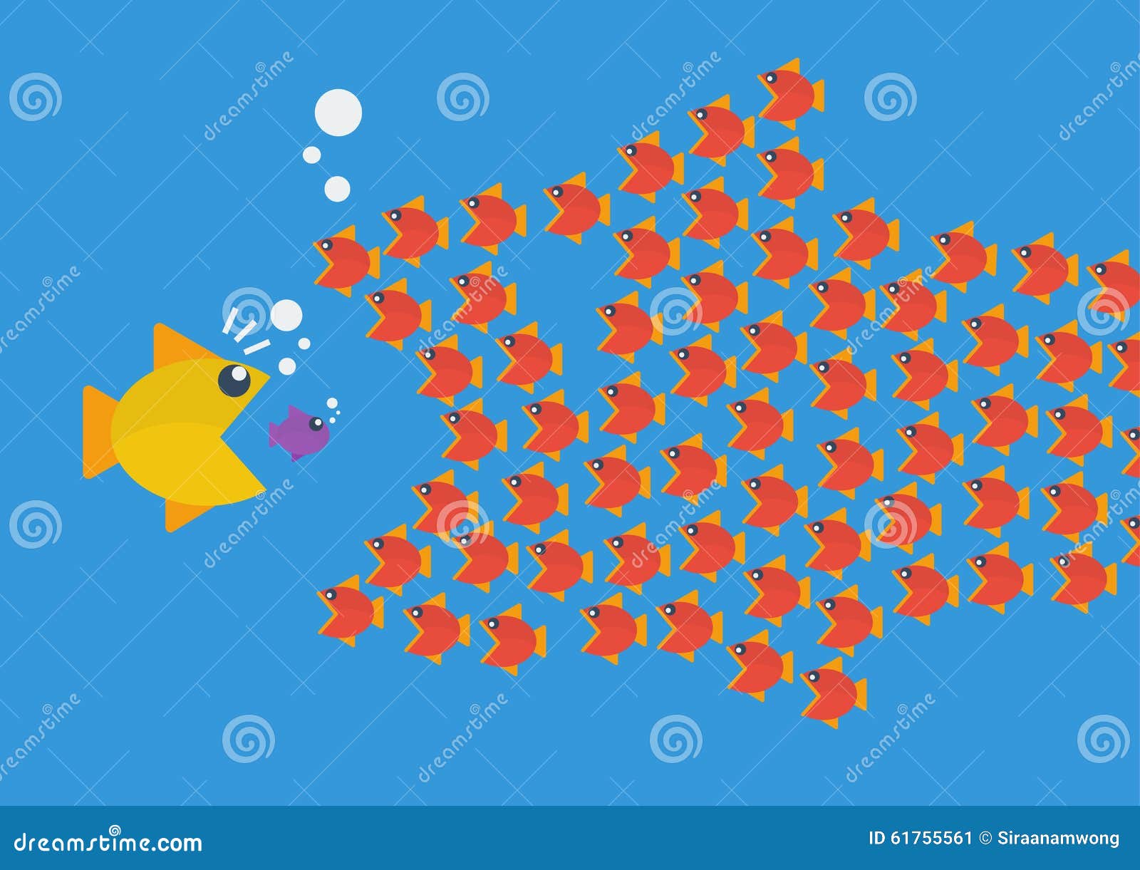Les Petits Poissons Mangent De Grands Poissons Illustration de Vecteur ...