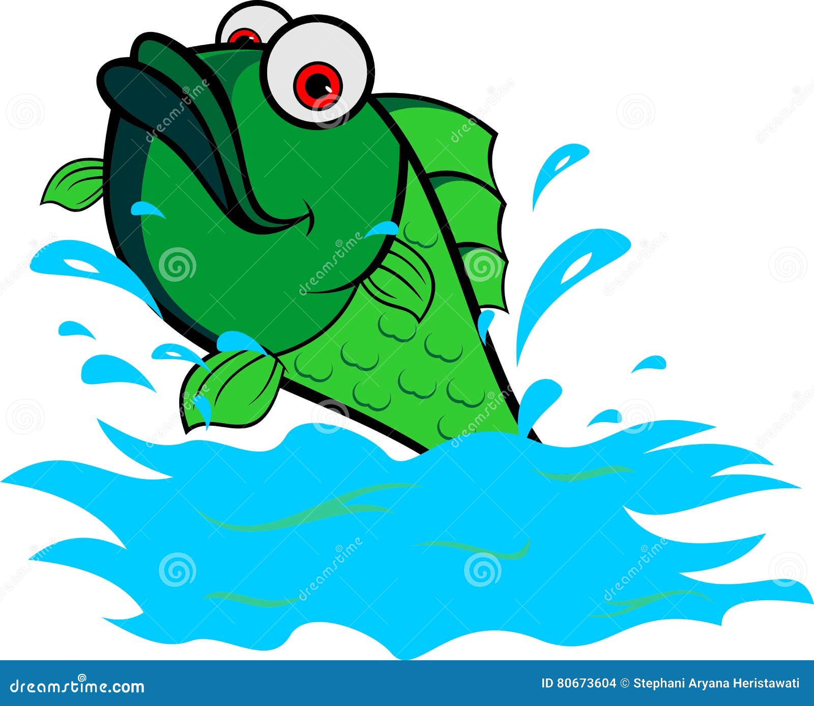 Les Poissons Courants De Vert De Logo Sautent De L'eau Illustration ...