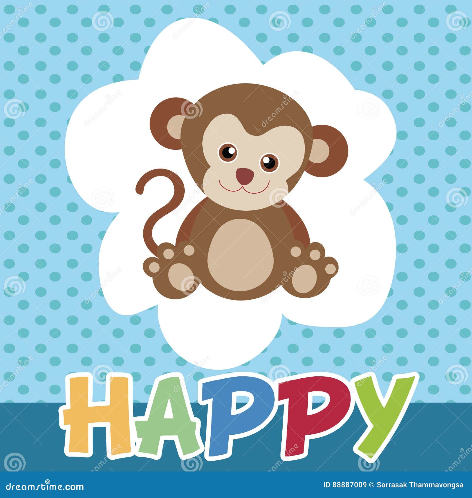 Les Singes Heureux Et Sourire Mignon Illustration de Vecteur ...