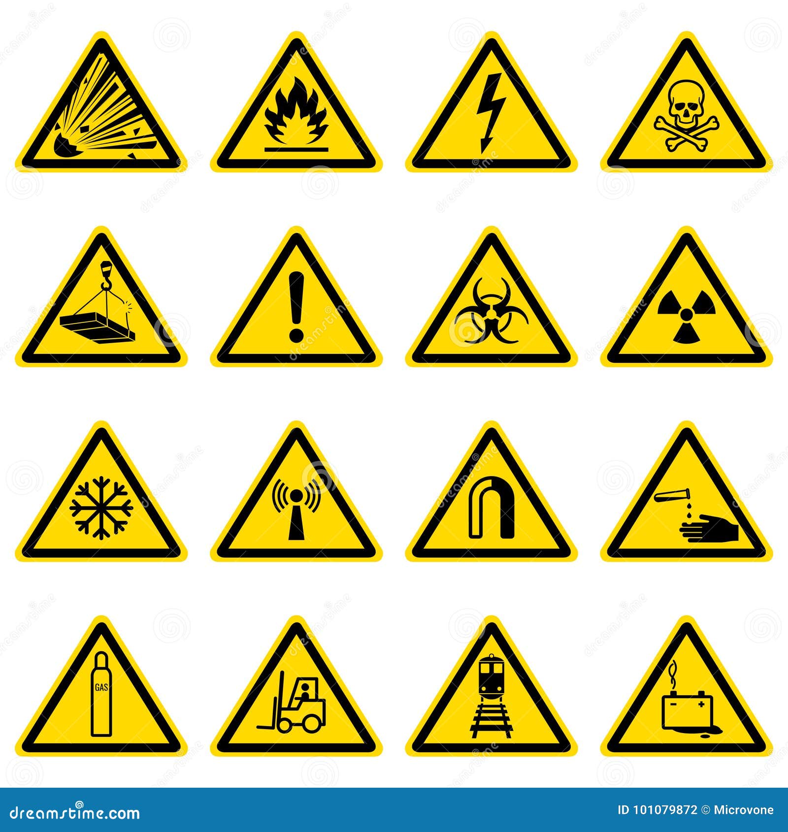 Les Symboles D'avertissement Et De Risque Sur Les Triangles Jaunes ...