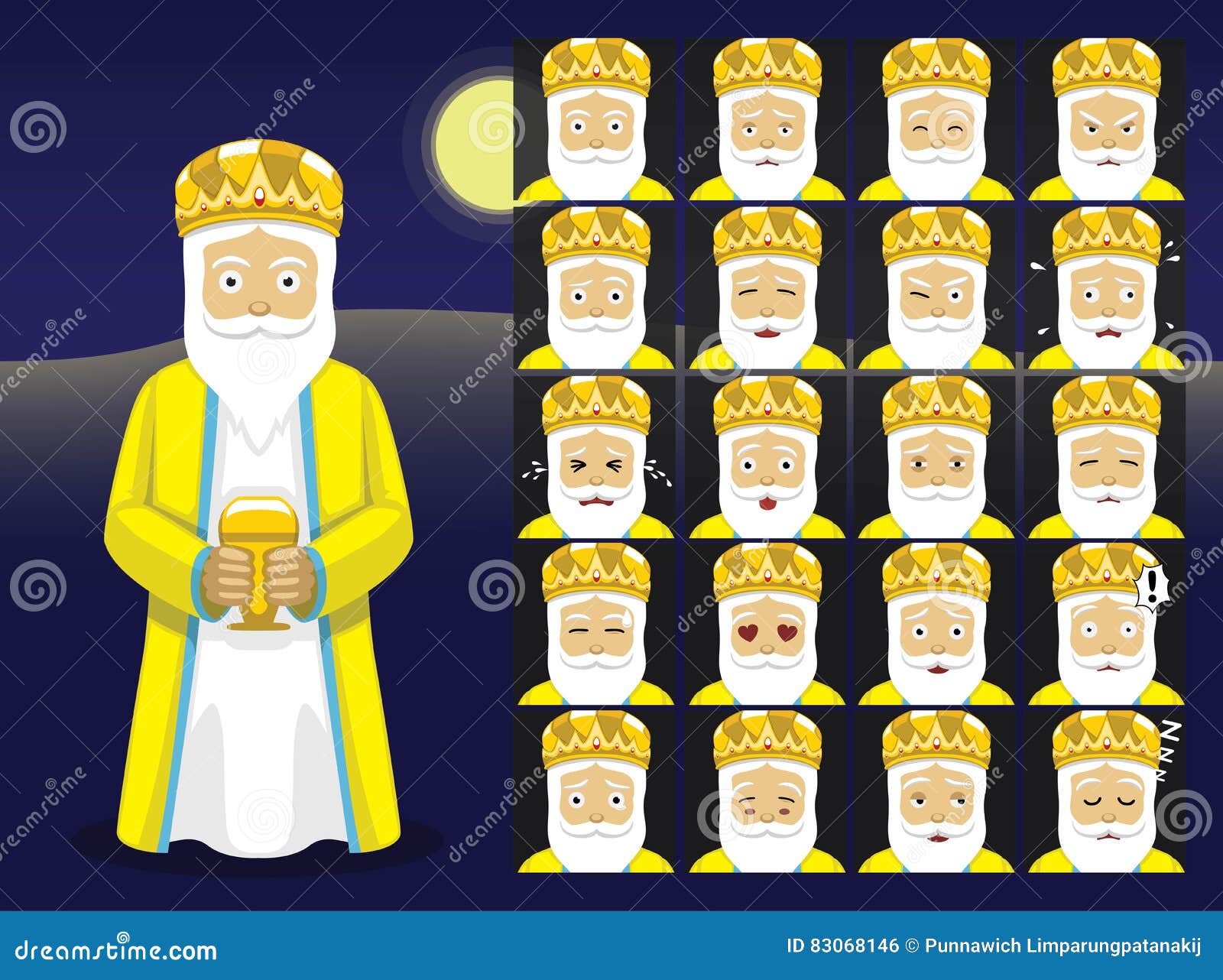 Les Trois Rois Melchor Cartoon Emoticons Vector Illustration ...