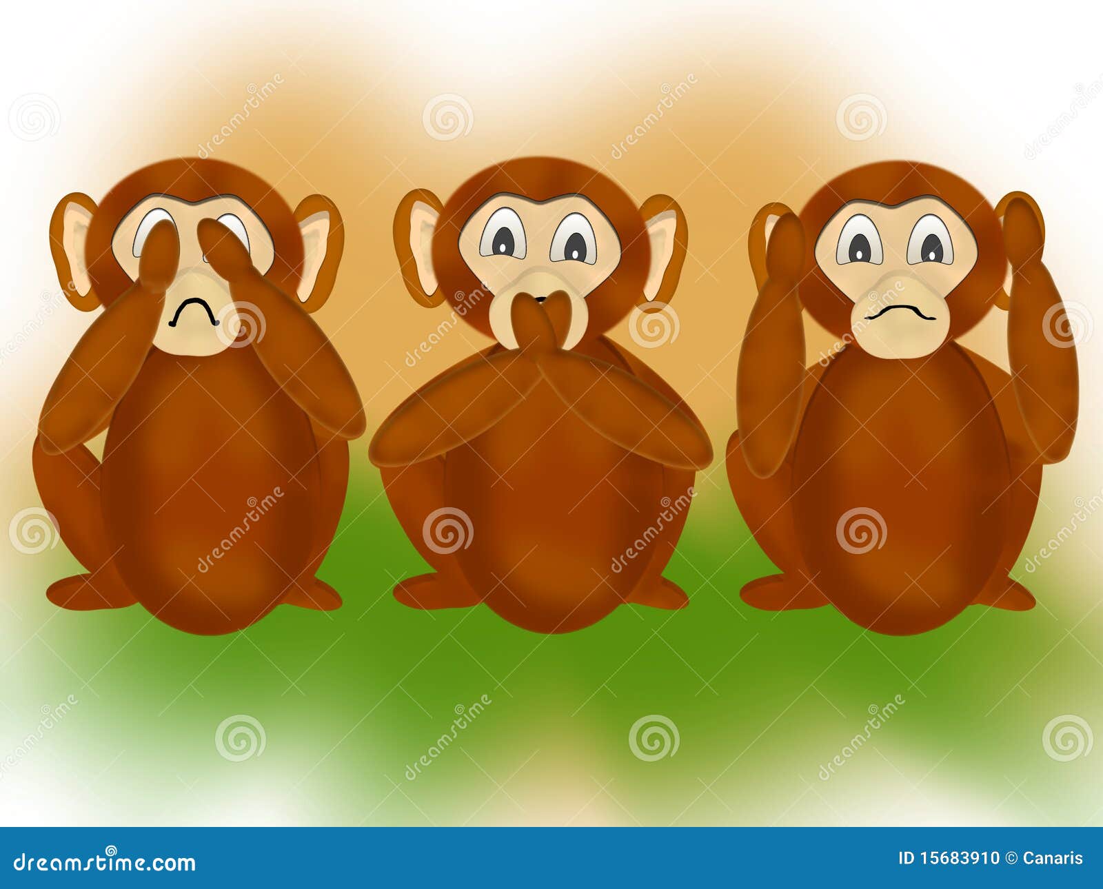 Les trois singes sages illustration stock. Illustration du trio - 15683910