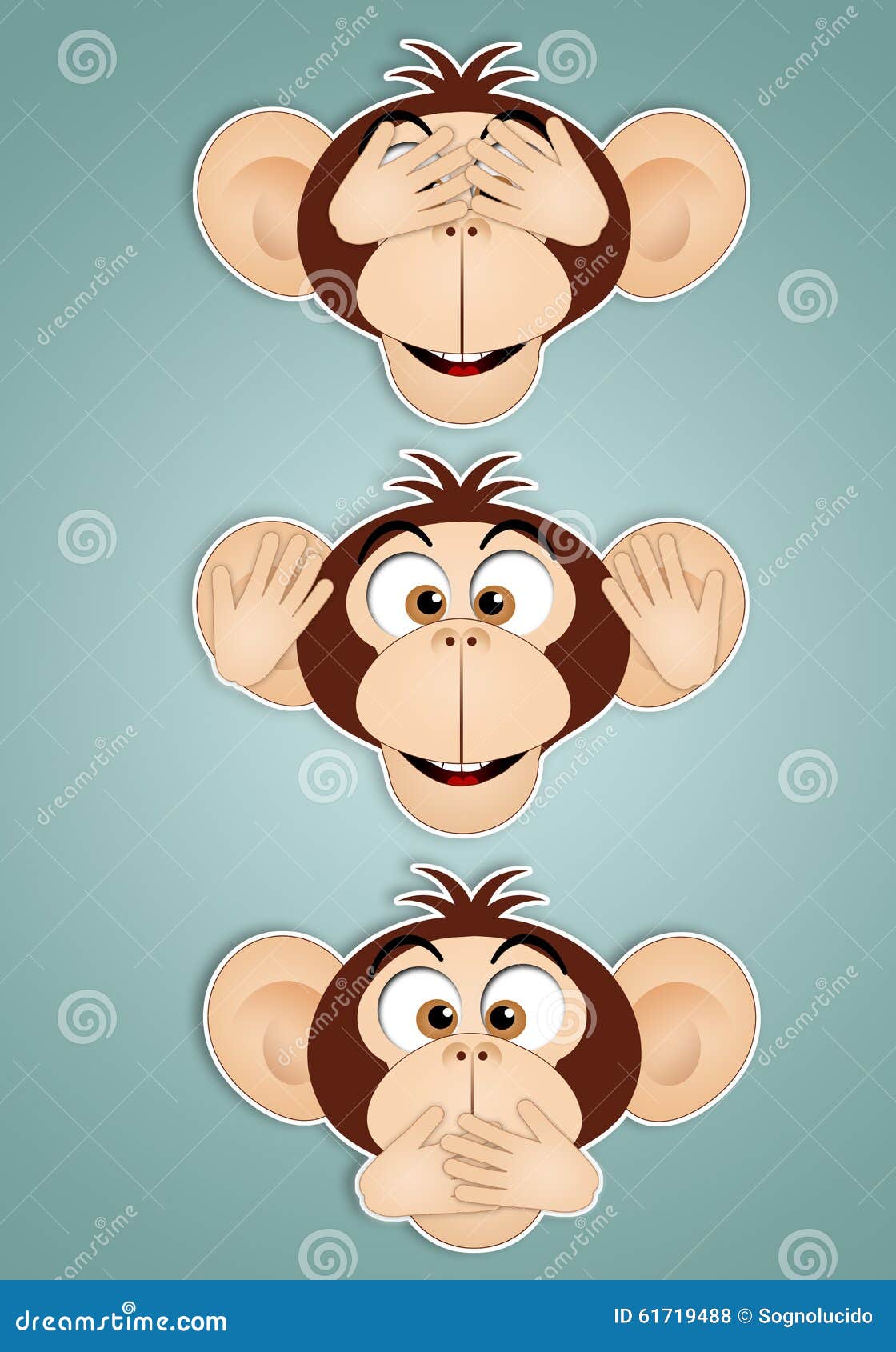Les trois singes sages illustration stock. Illustration du bouche ...