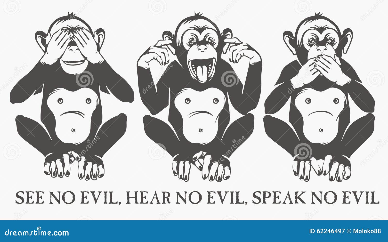 Les trois singes sages illustration de vecteur. Illustration du ...