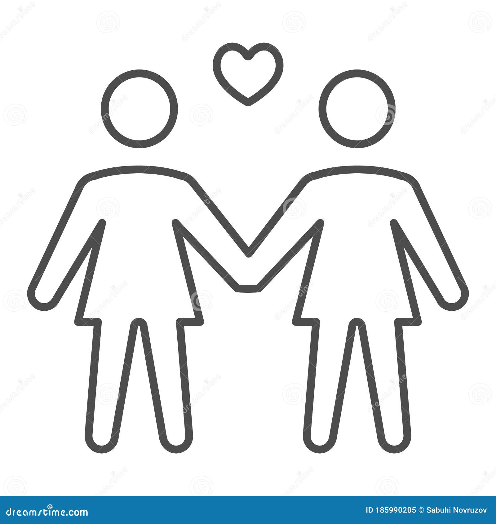 Lesbian Couple Thin Line Icon Lgbt Concept Woman Love Sign On White