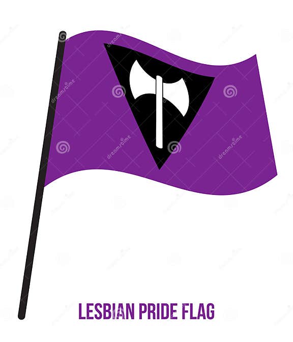 Lesbian Pride Flag Composed Of A Labrys Within Inverted Black Triangle