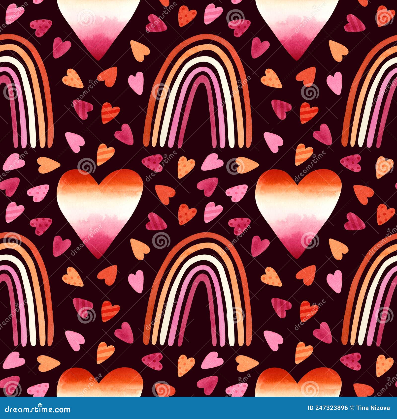Lesbian Pride Seamless Pattern Lgbt Pride Month Art Rainbows And