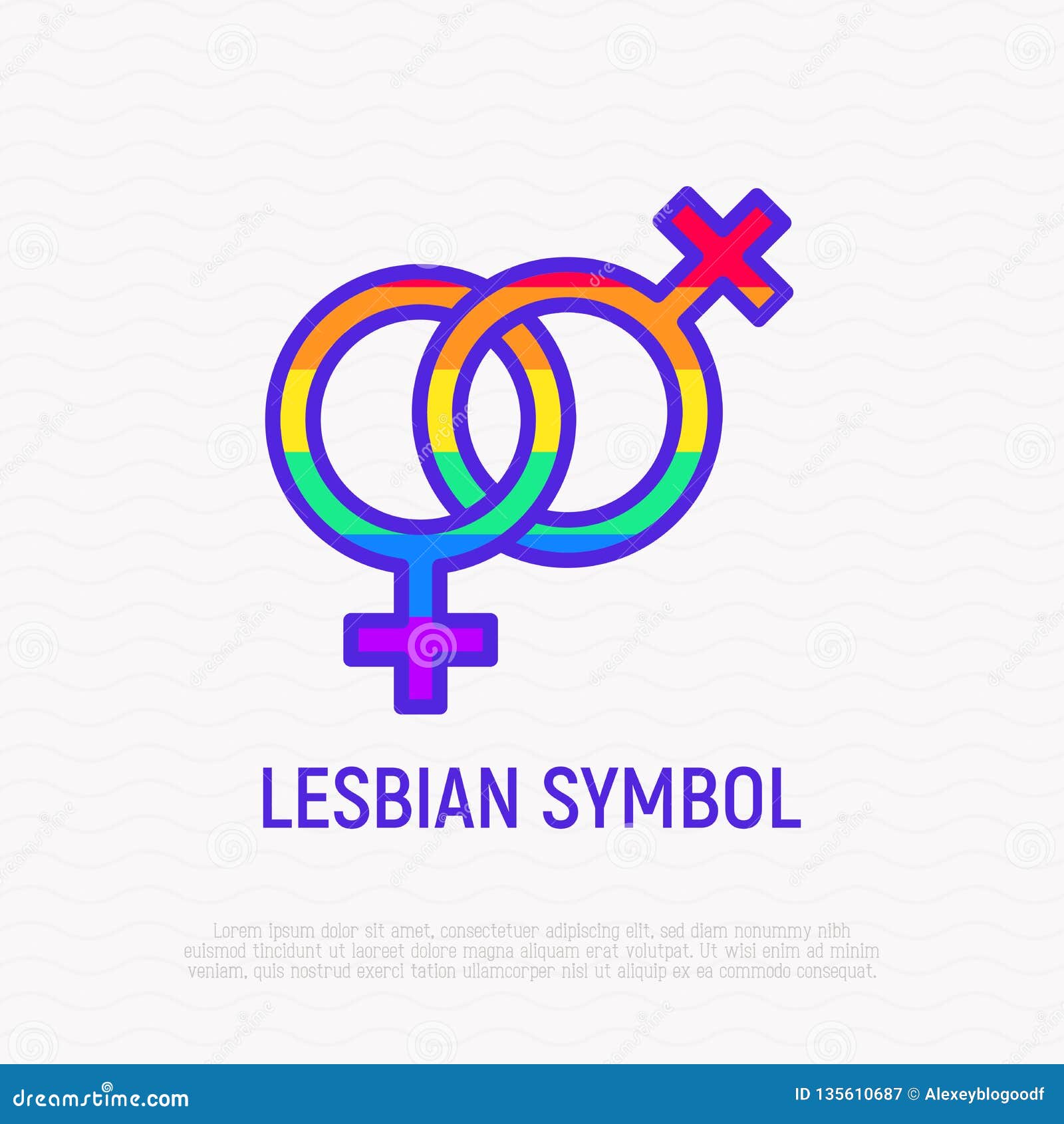 Lesbian Symbol Thin Line Icon in Rainbow Color. Modern Illustration ... Lesbian Symbol Thin Line Icon in Rainbow Color. Modern Illustration ...