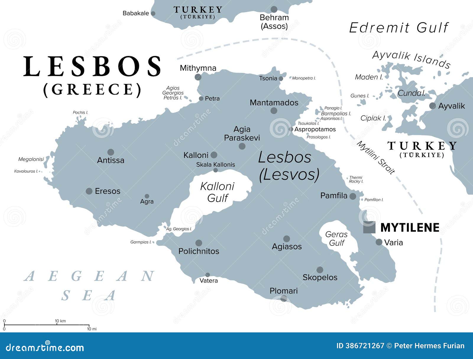 Greek Island Euboea Map Vector Silhouette Isolated On White Background ...