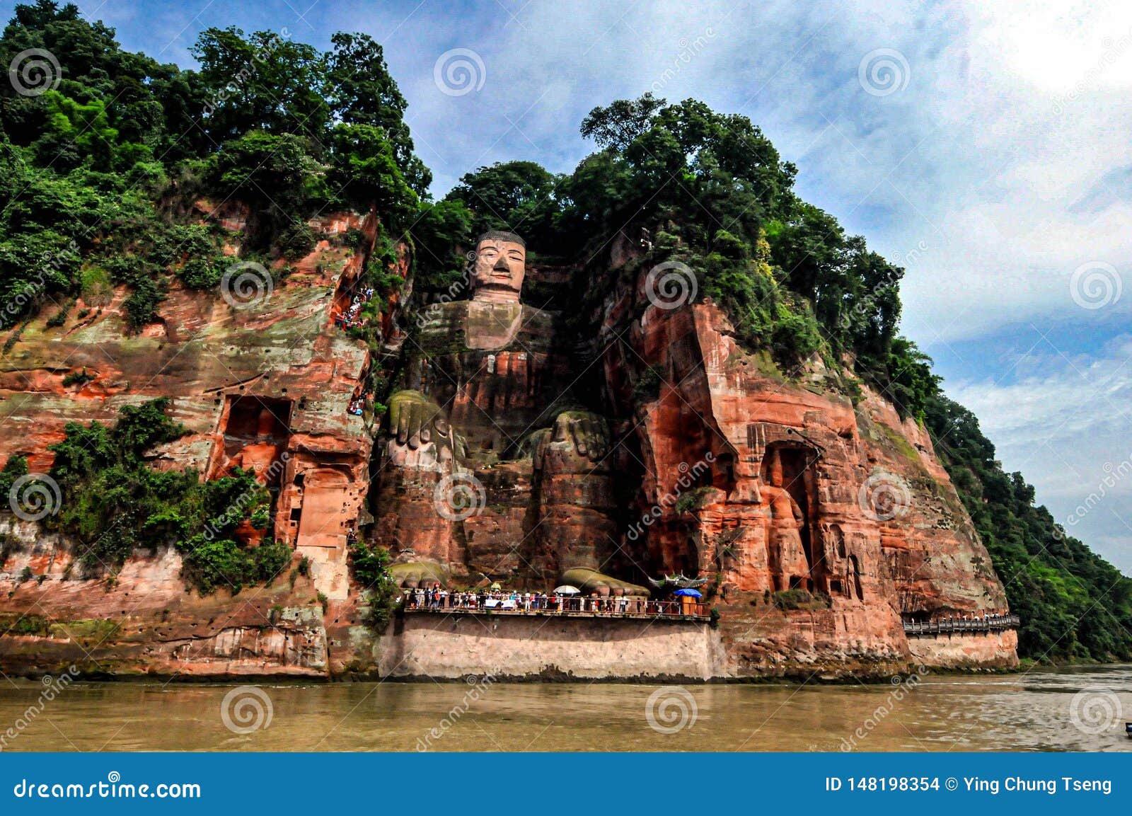 Leshan Giant Buddha is a Mountain Stock Photo - Image of occurred ...