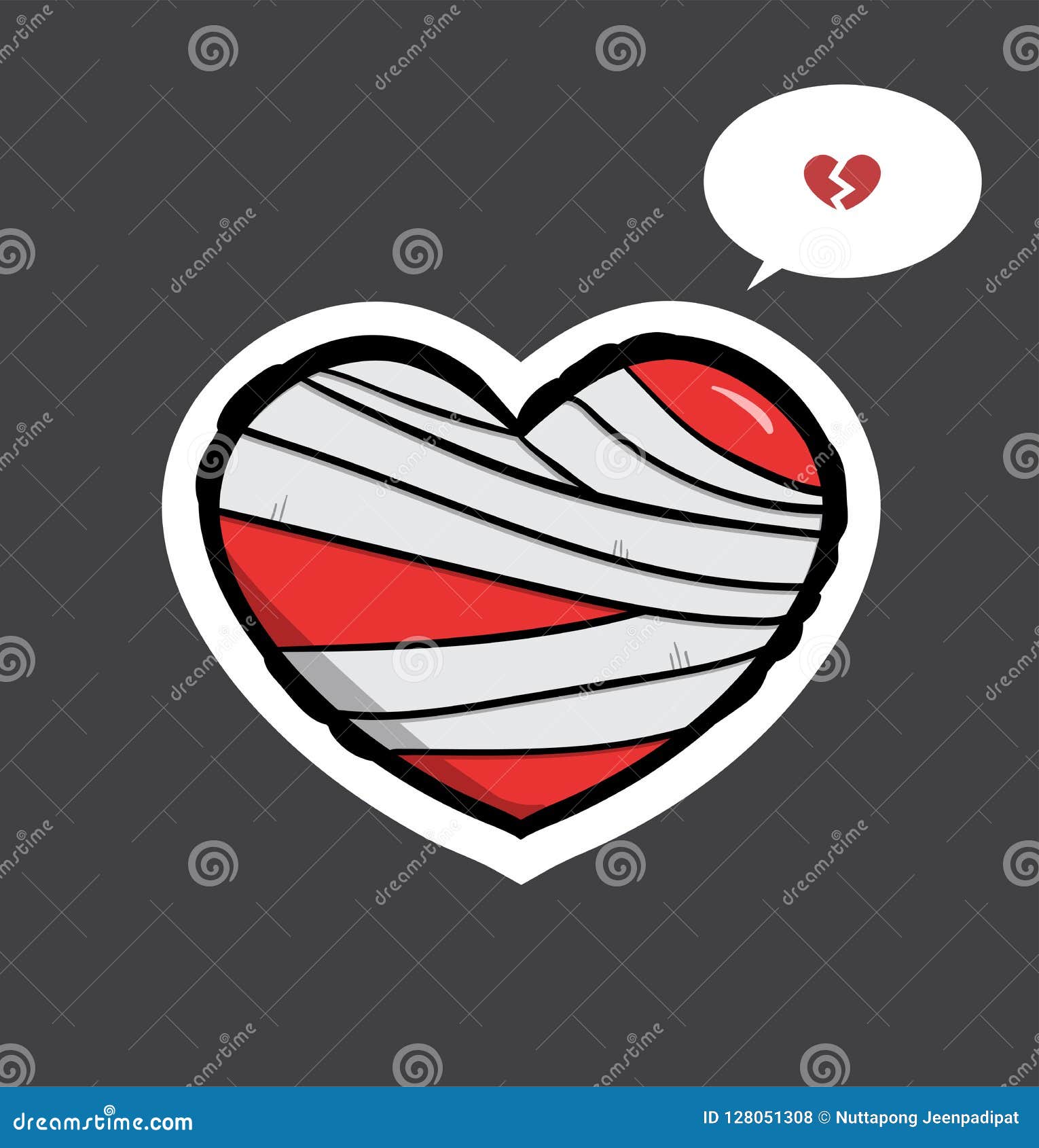 Lesión Del Corazón Con El Vendaje Ilustración del Vector - Ilustración ...