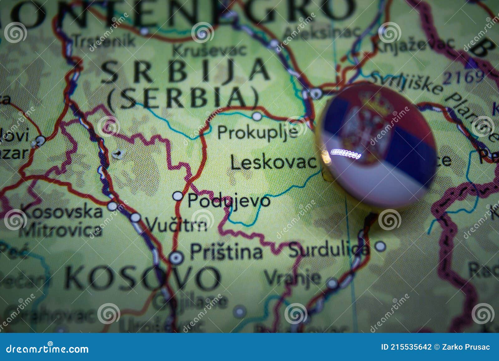 Leskovac Pinned on a Map with Flag of Serbia Stock Photo - Image of ...