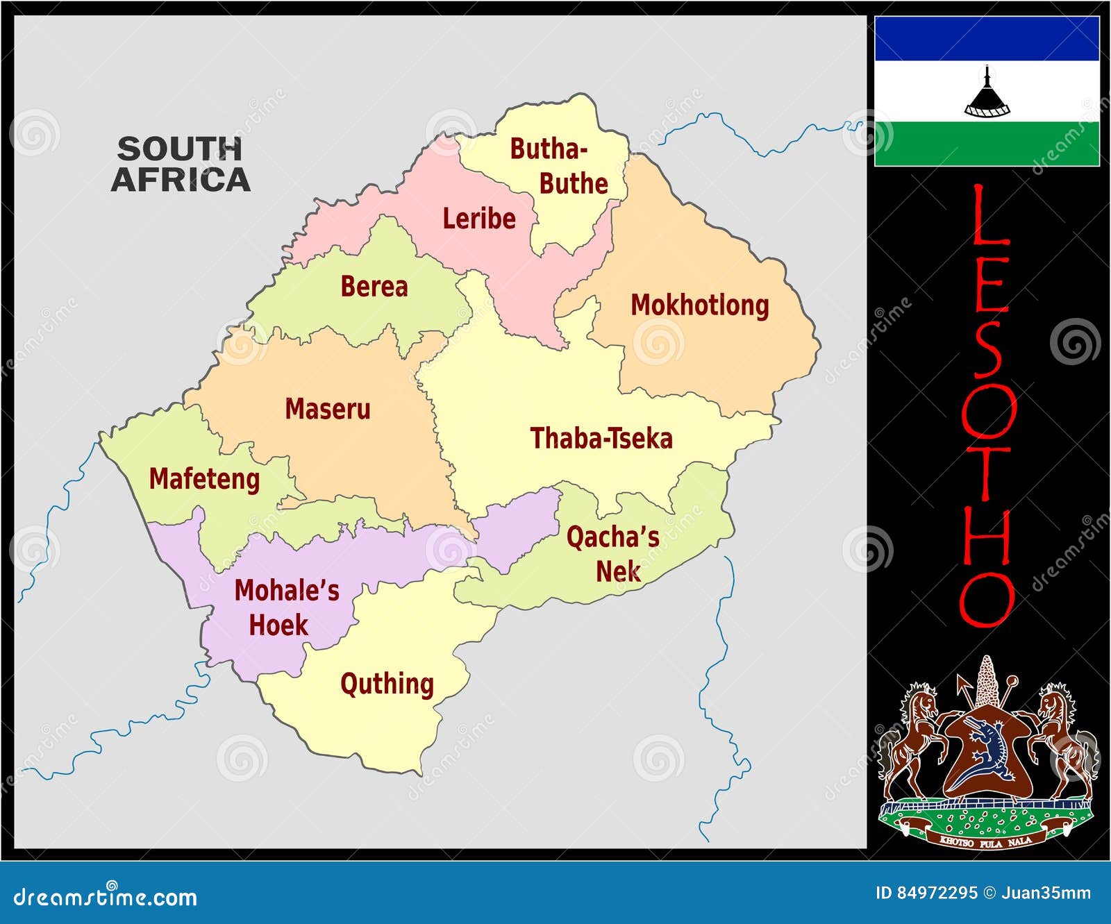 Lesotho Administrative Divisions Stock Illustration - Illustration of ...