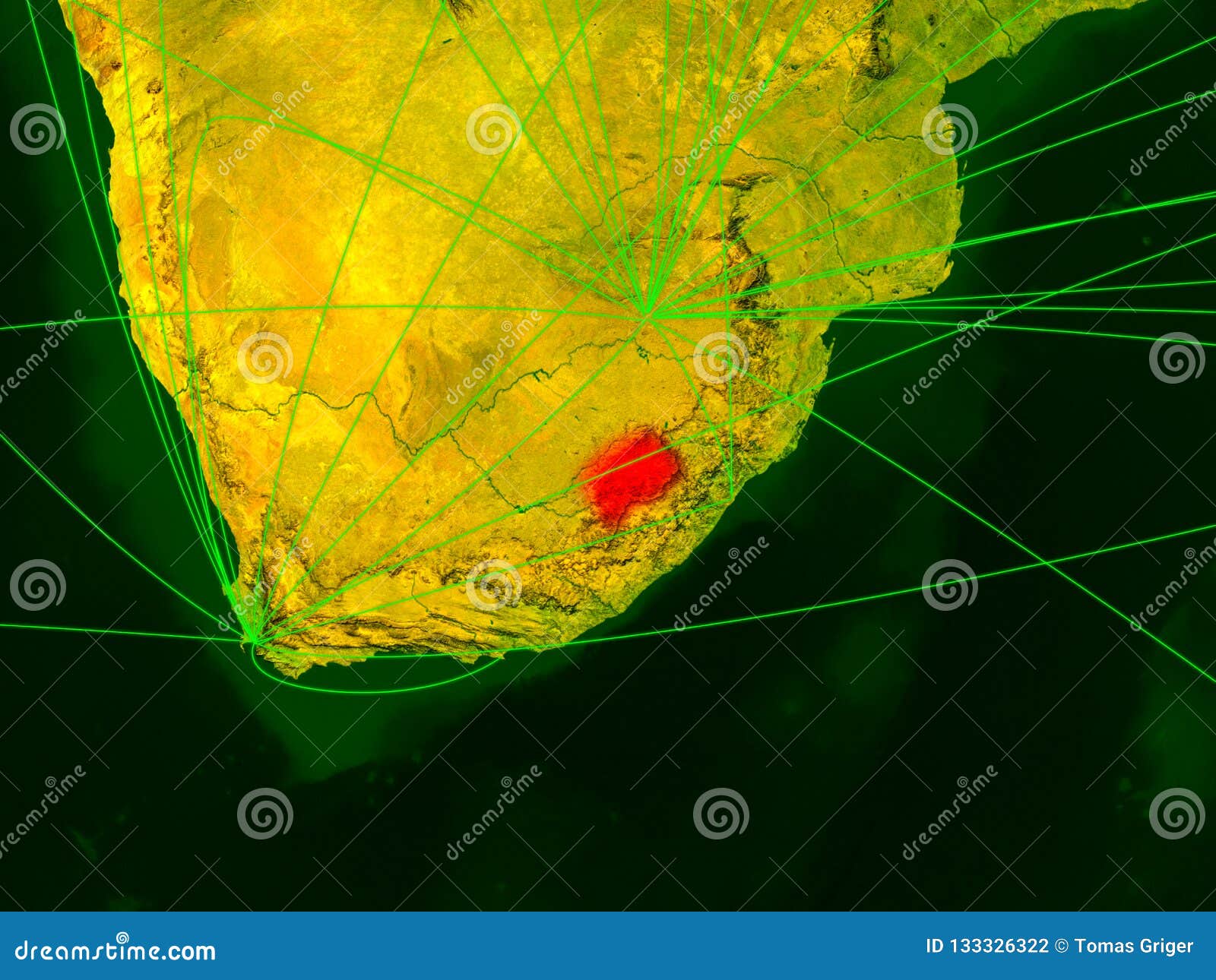 Lesotho on digital map stock illustration. Illustration of render ...