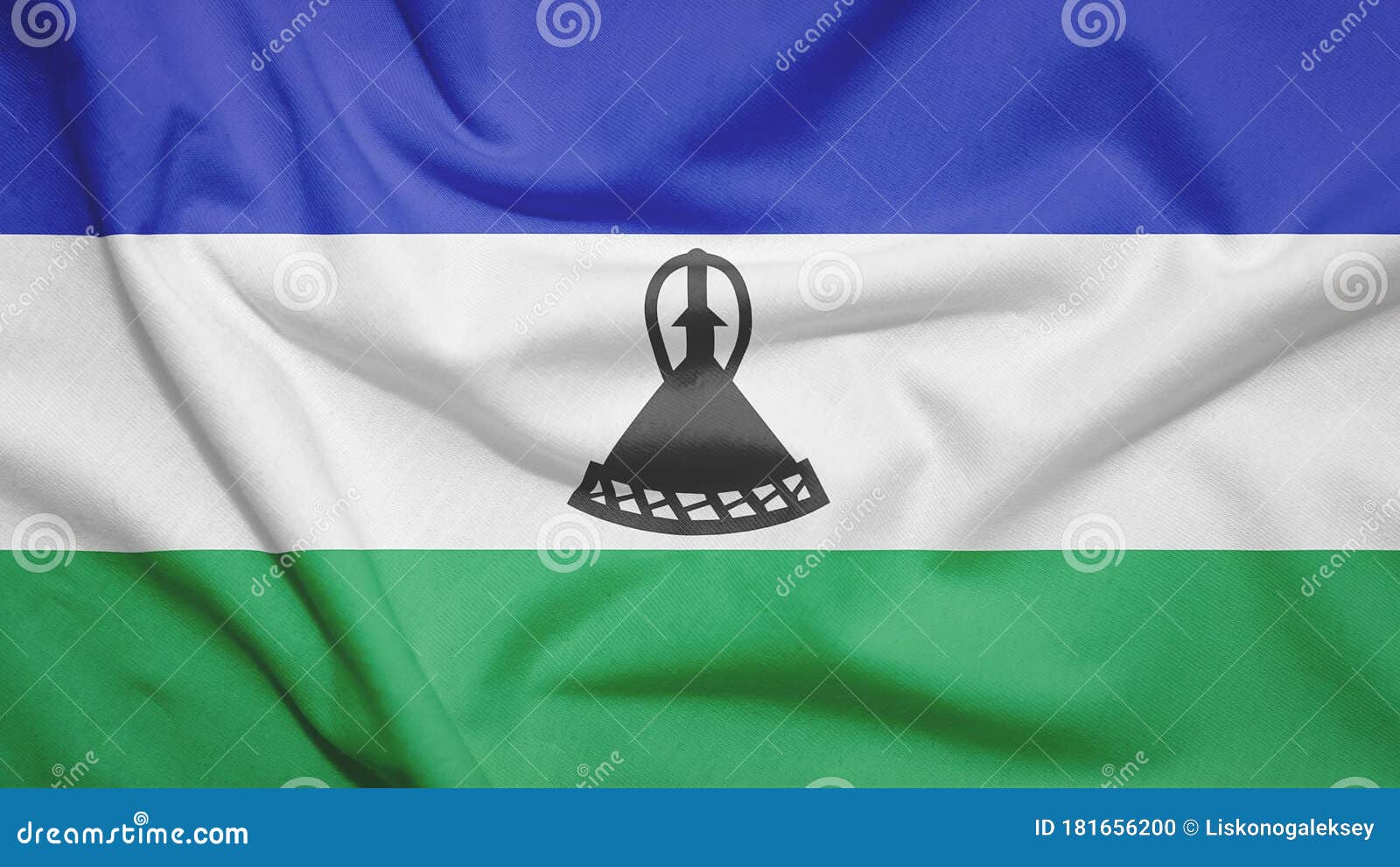 Lesotho Flag with Fabric Texture Stock Photo - Image of emblem, curve ...