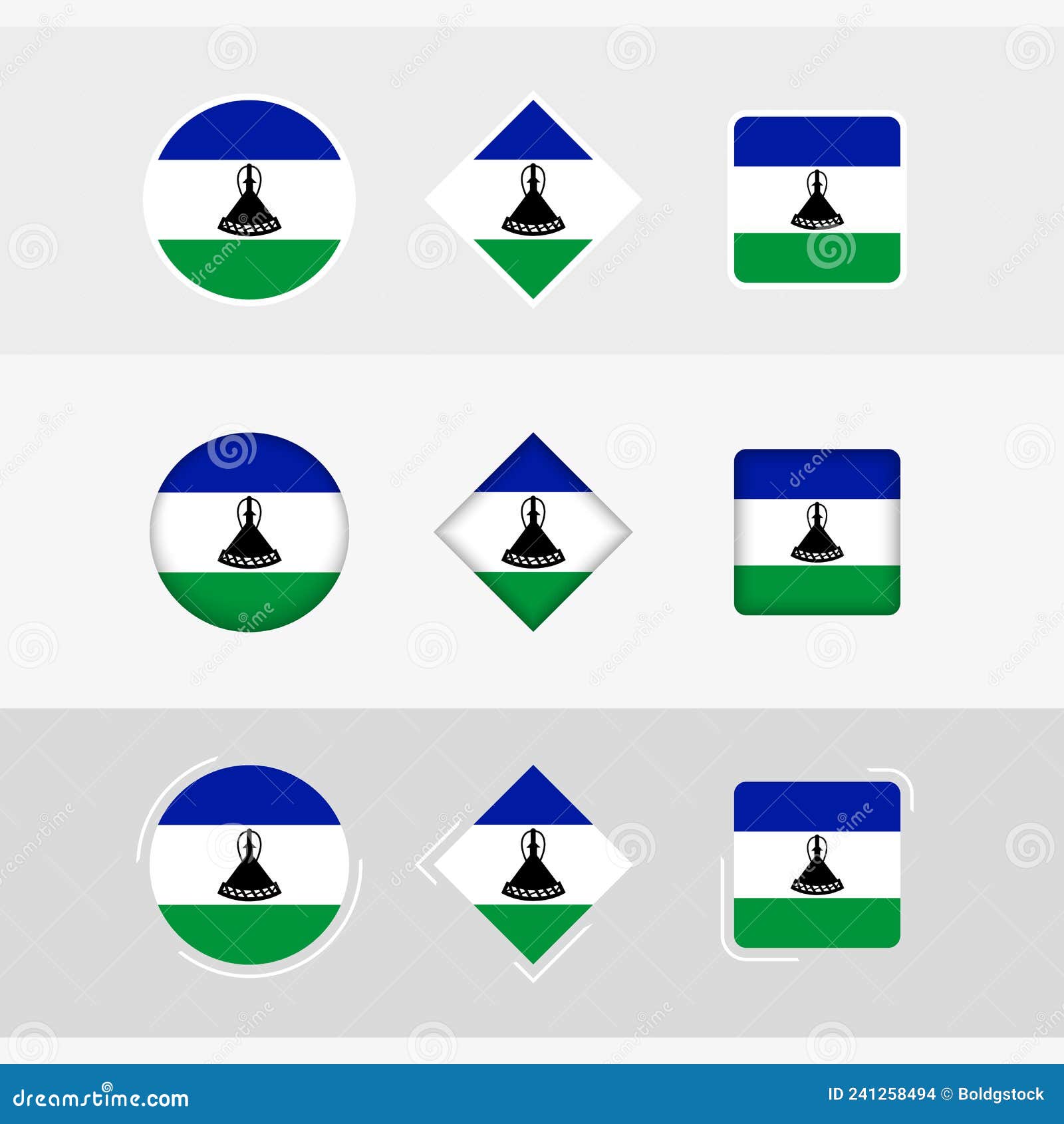 Lesotho Flag Icons Set, Vector Flag of Lesotho Stock Vector ...