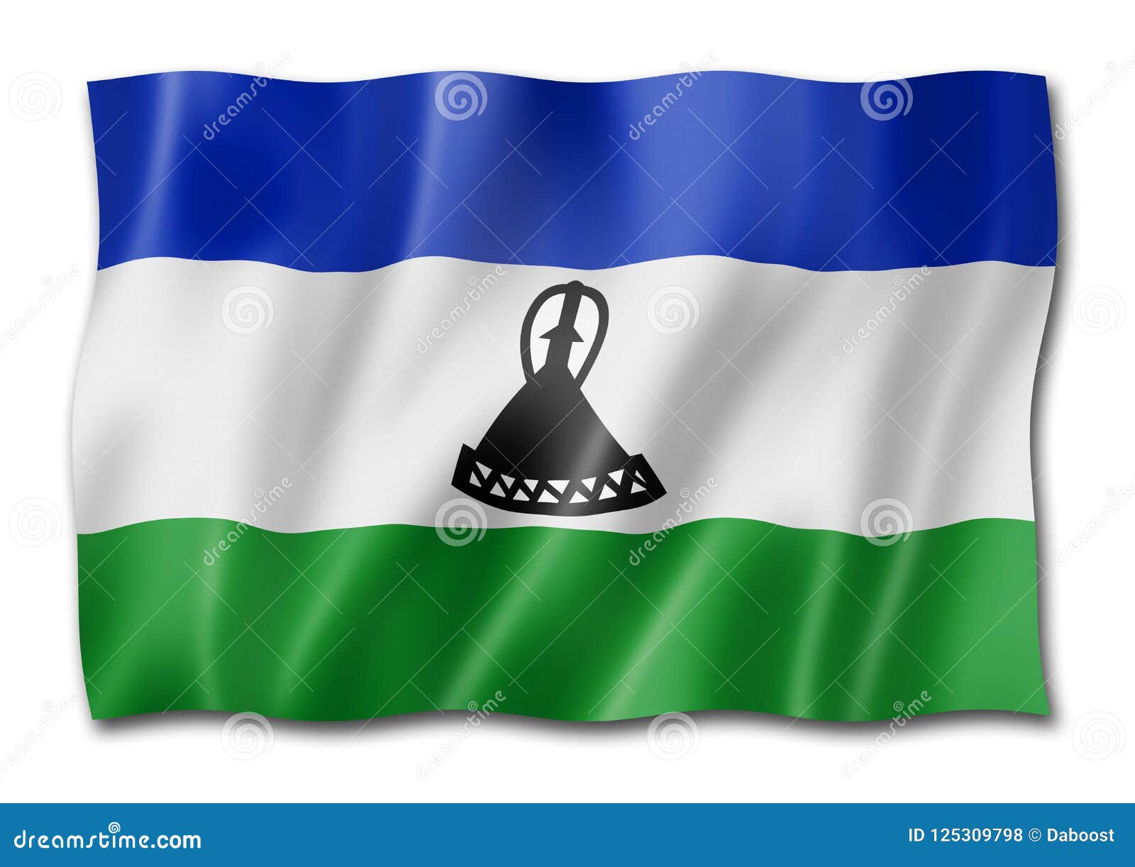 Lesotho Flag Isolated on White Stock Illustration - Illustration of ...