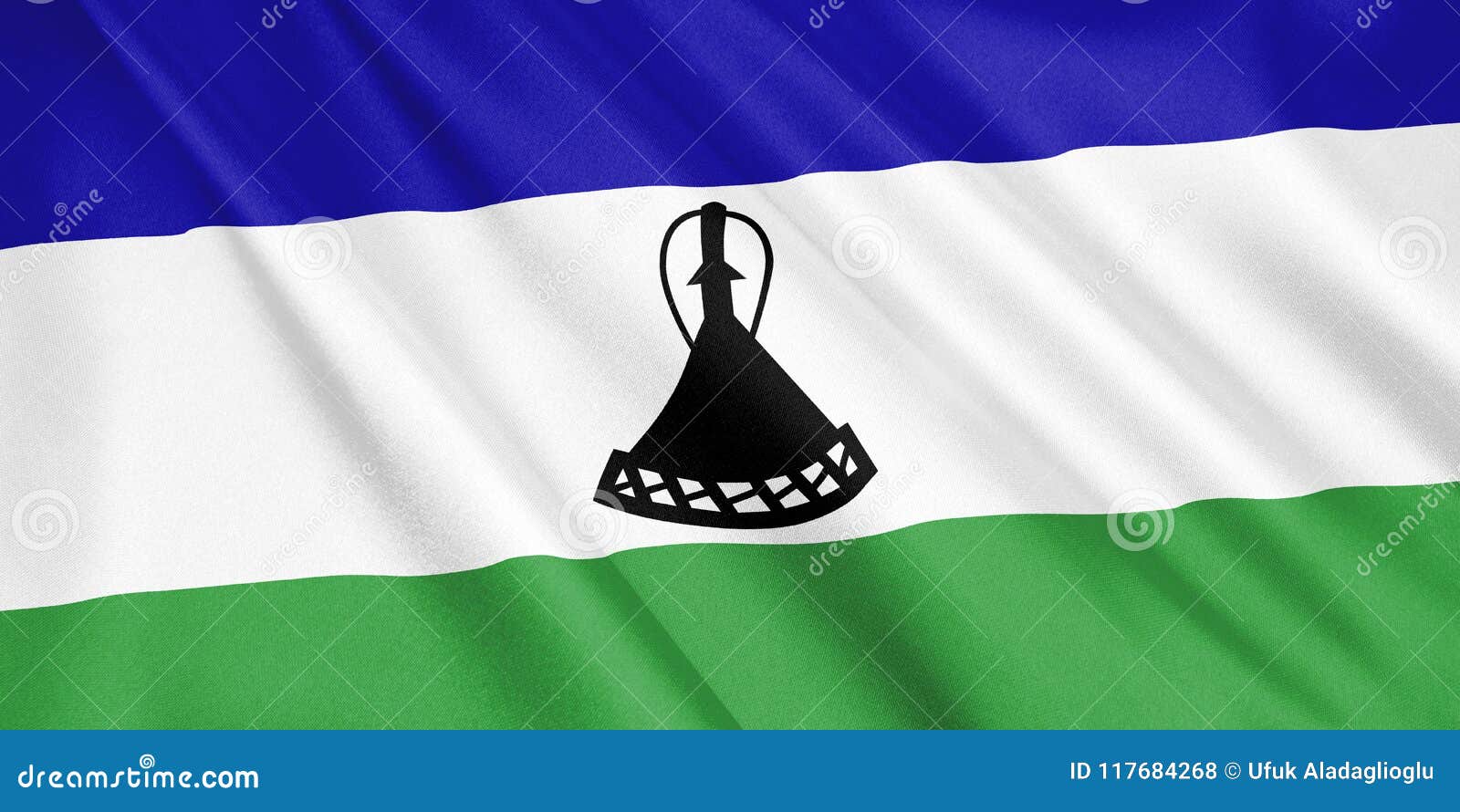 Lesotho Flag Waving with the Wind. Stock Illustration - Illustration of ...