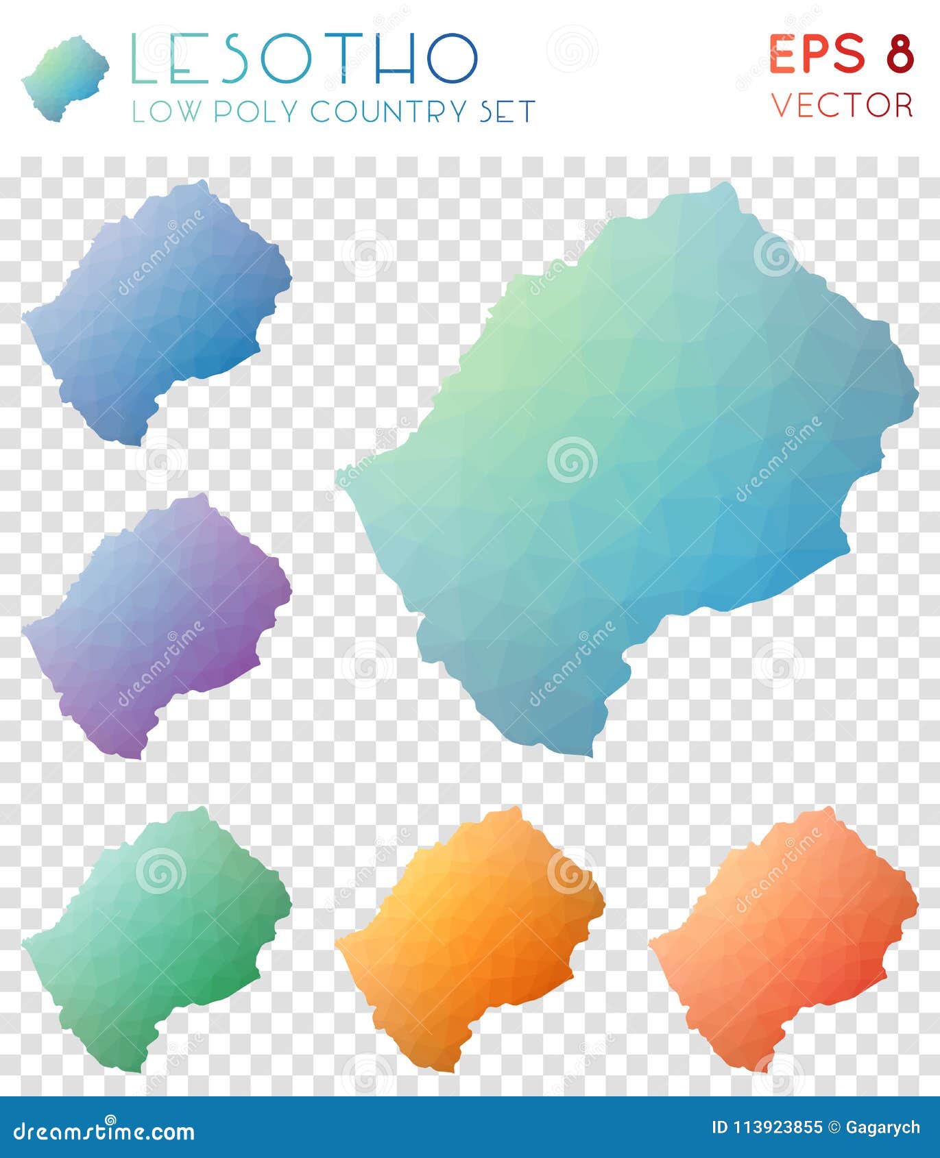 Lesotho Geometric Polygonal Maps Mosaic Style Stock Vector